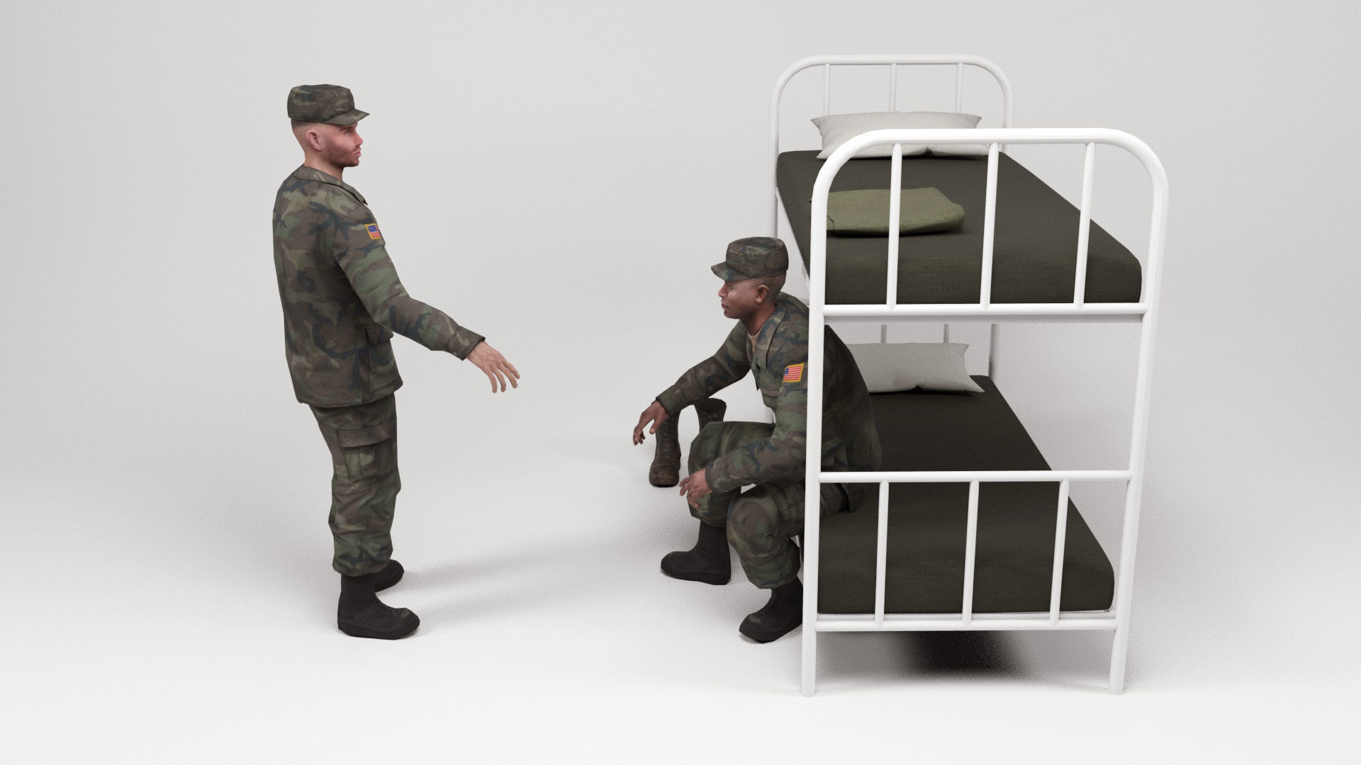 3D model Military Barracks - Scene 1 VR / AR / low-poly rigged animated ...