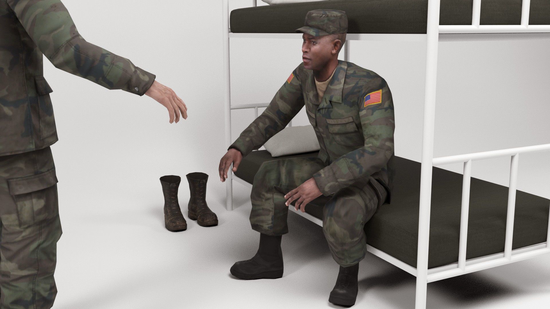 3D model Military Barracks - Scene 1 VR / AR / low-poly rigged animated ...