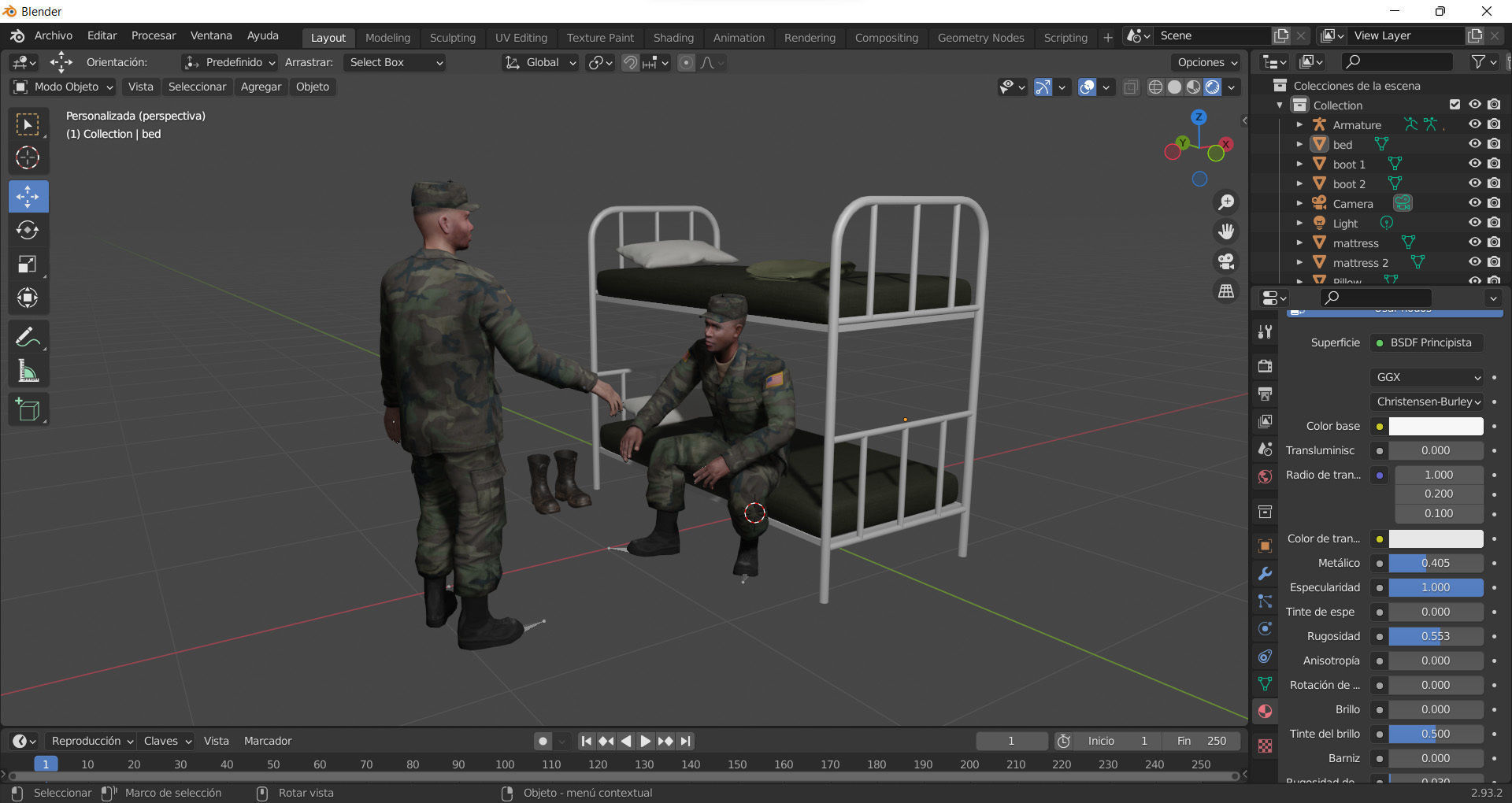 3D model Military Barracks - Scene 1 VR / AR / low-poly rigged animated ...