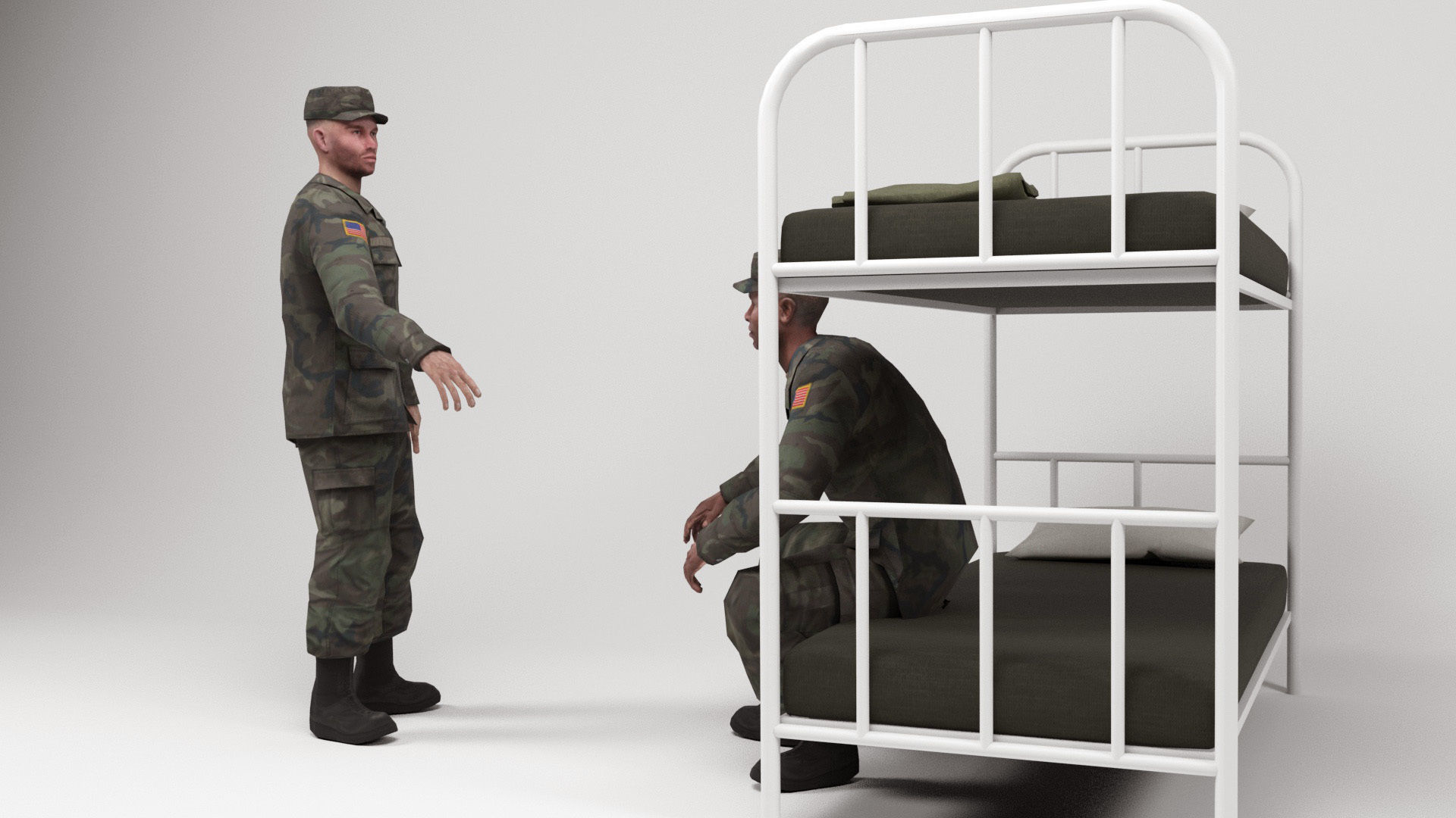 3D model Military Barracks - Scene 1 VR / AR / low-poly rigged animated ...