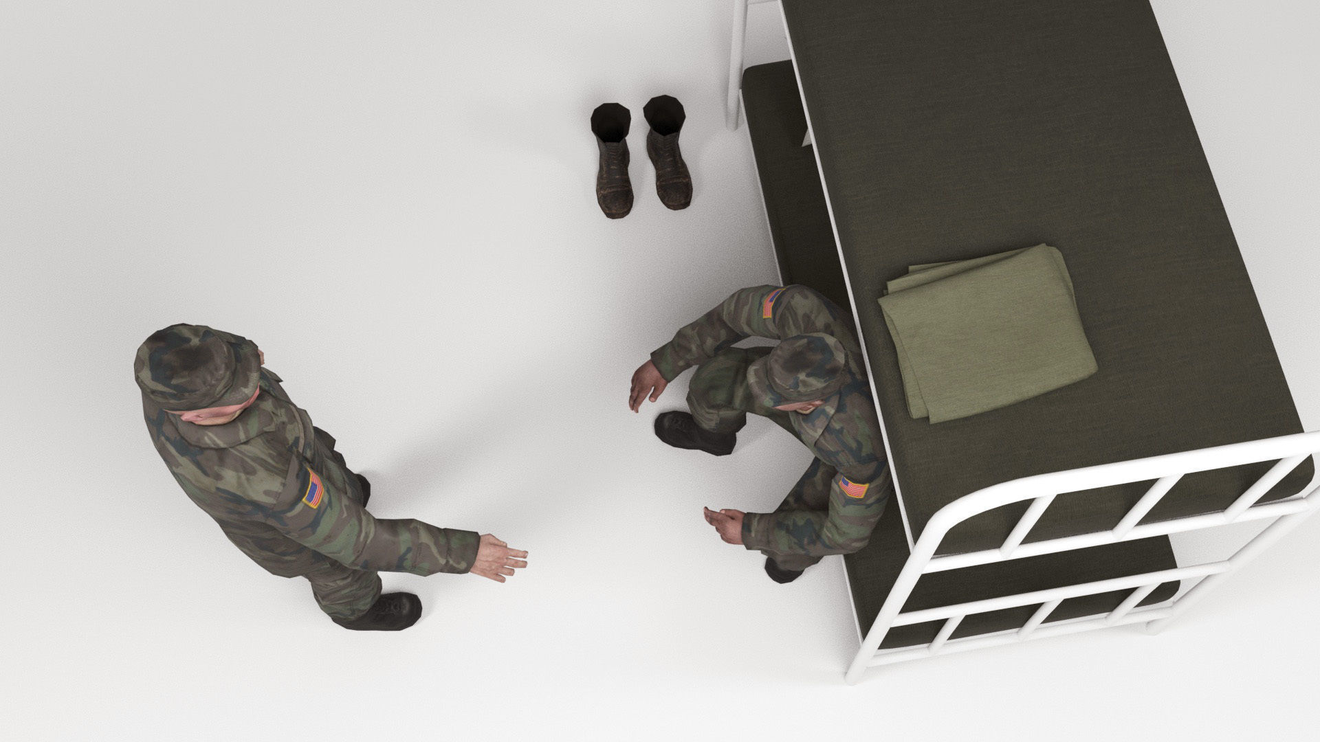 3D model Military Barracks - Scene 1 VR / AR / low-poly rigged animated ...