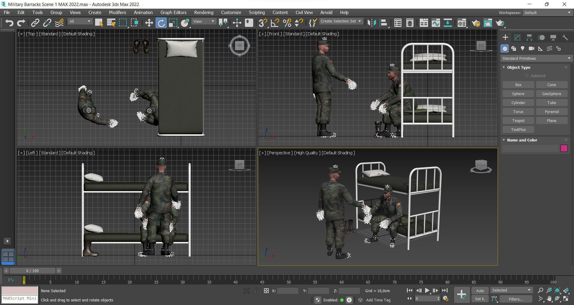 3D model Military Barracks - Scene 1 VR / AR / low-poly rigged animated ...