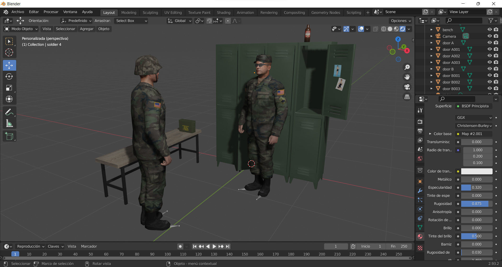 3D model Military Barracks - Scene 2 VR / AR / low-poly rigged animated ...