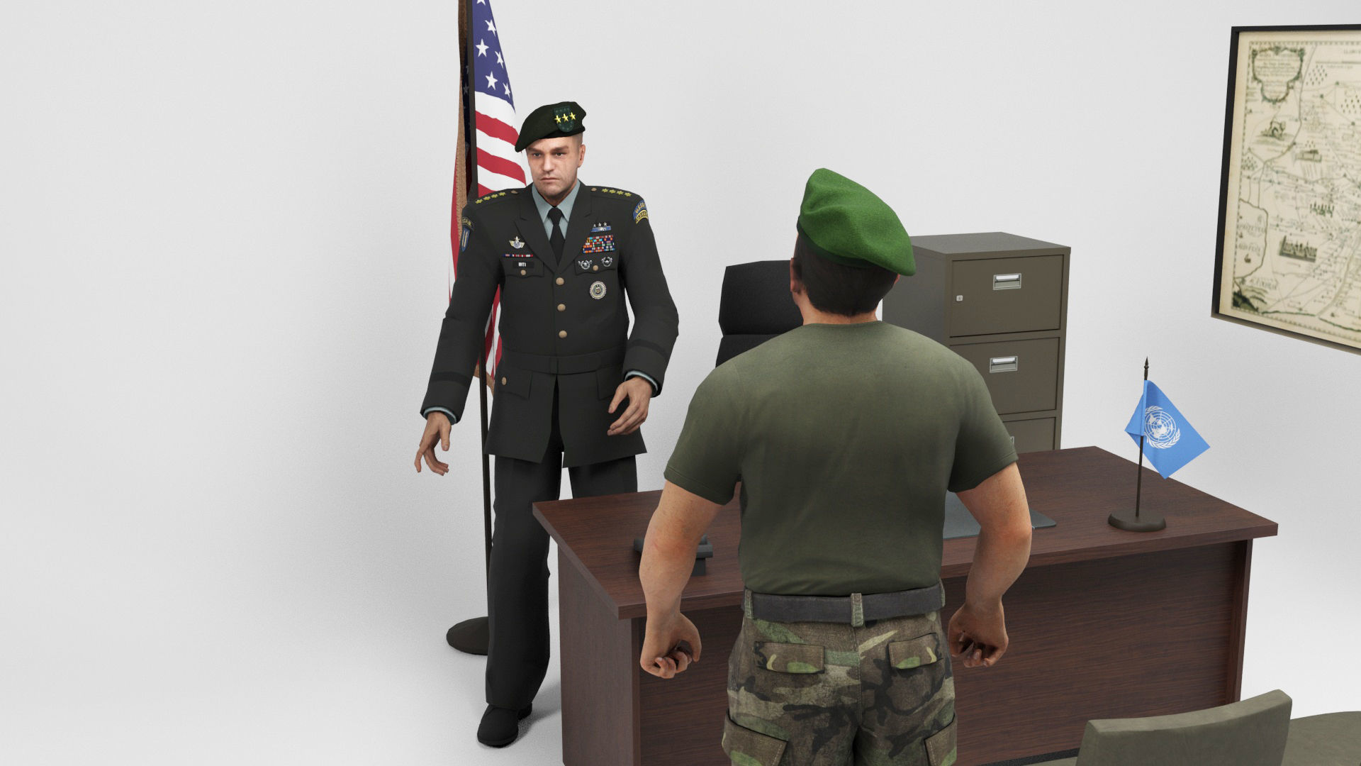 3D model Military Barracks - Scene 3 VR / AR / low-poly rigged animated ...