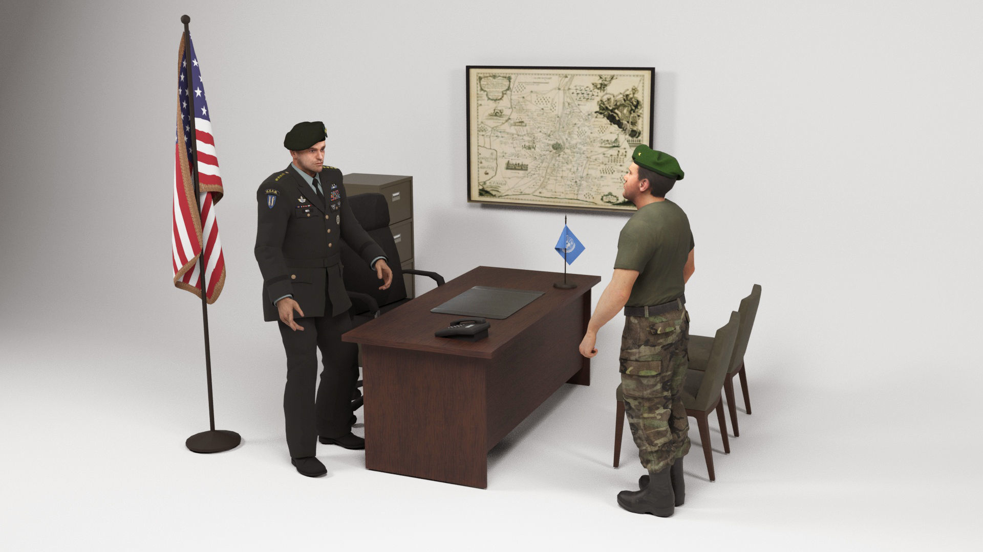 3D model Military Barracks - Scene 3 VR / AR / low-poly rigged animated ...