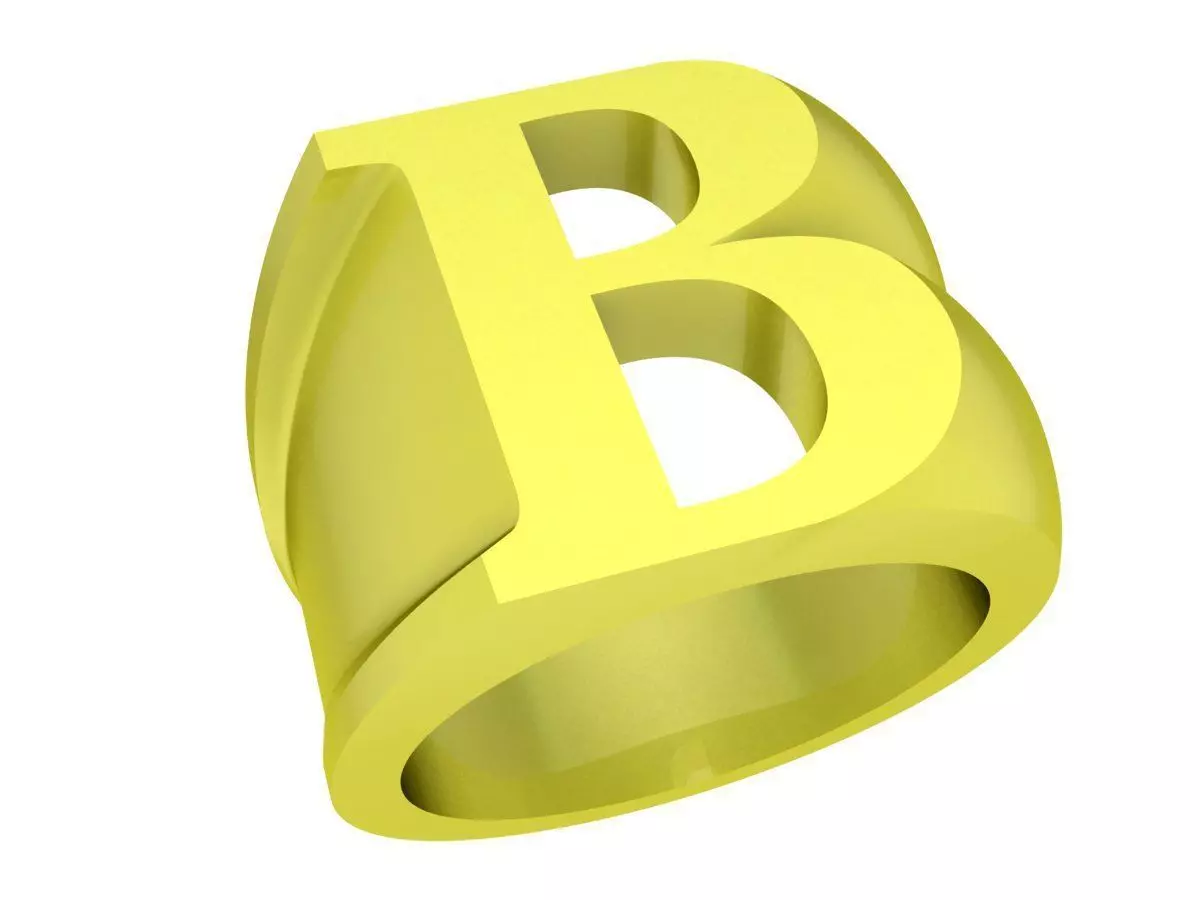 Bold Letter B Signet Ring Jewelry 3D Model 4065 3D model 3D printable ...