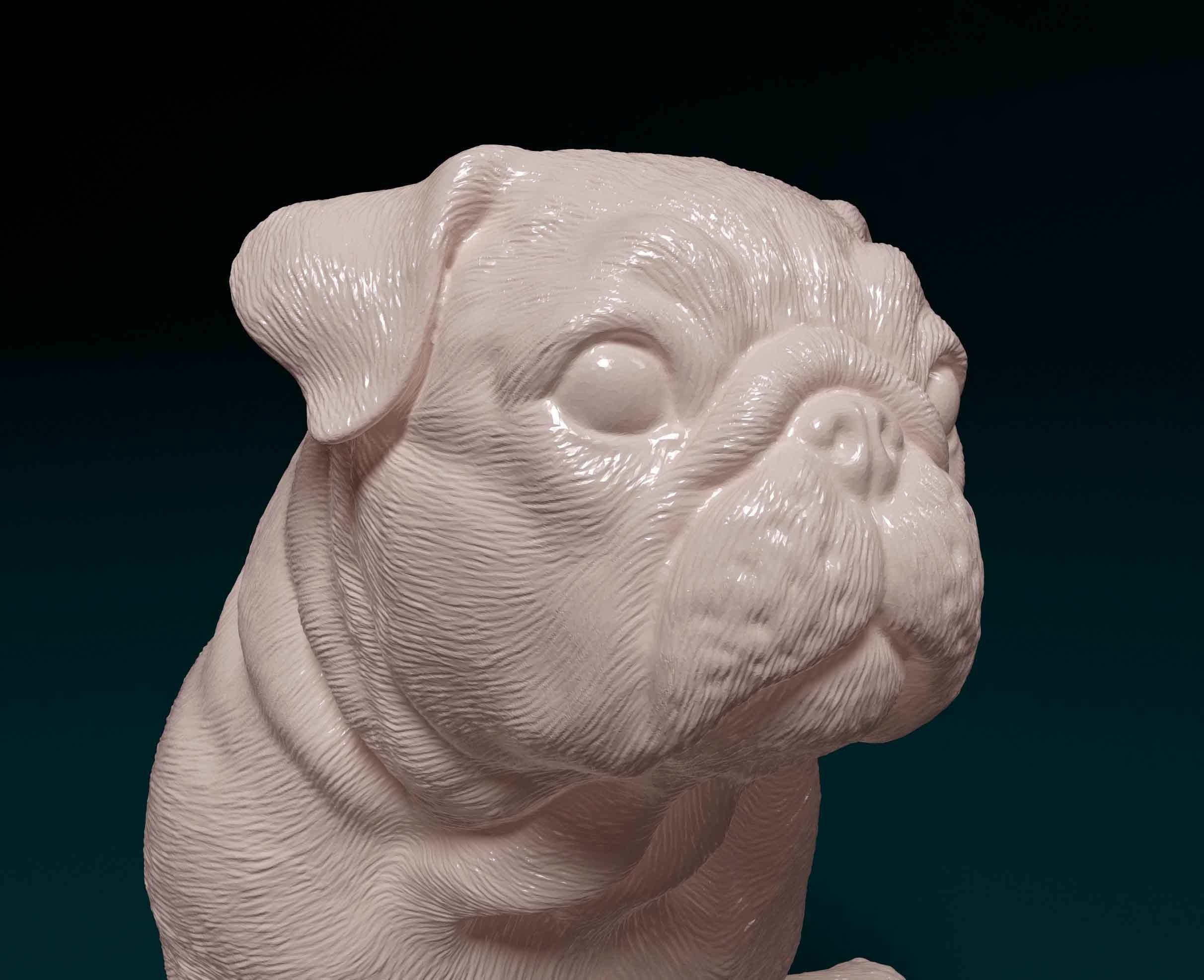 Pug dog 3D model 3D printable | CGTrader