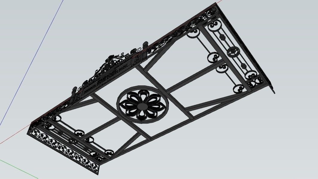 Iron Glass Roof Art Mounted Villa Facade 3D model 3D model | CGTrader