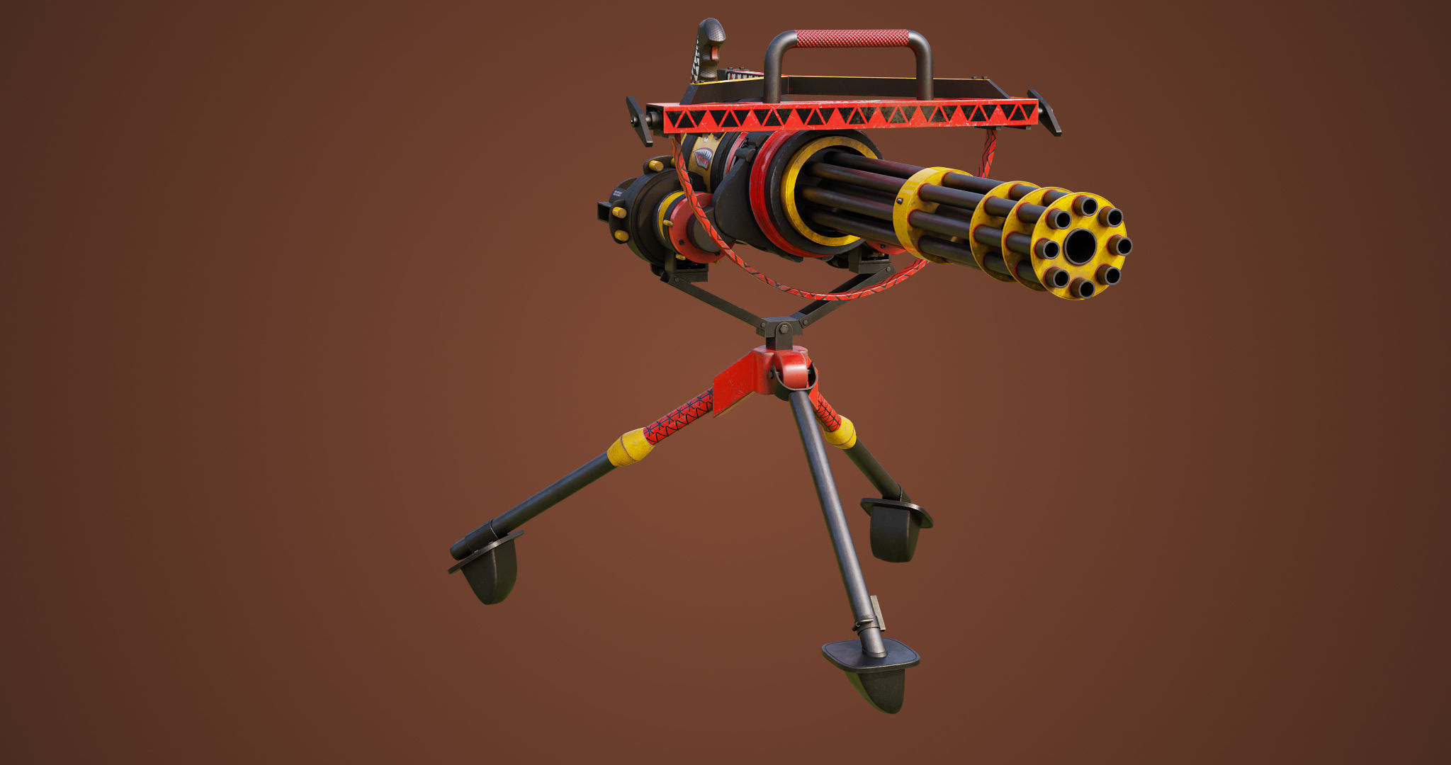 3D model M134 Minigun Red Shark Skin All PBR Textures Included VR / AR ...