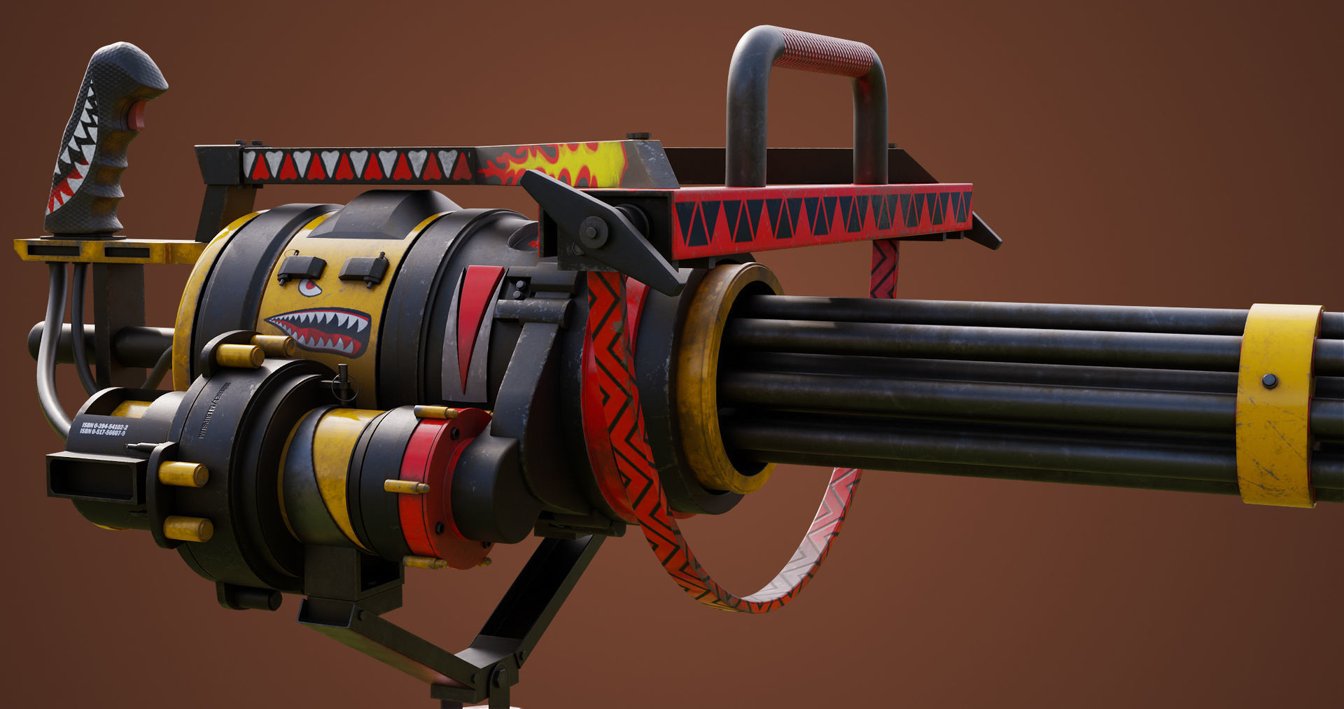 3D model M134 Minigun Red Shark Skin All PBR Textures Included VR / AR ...
