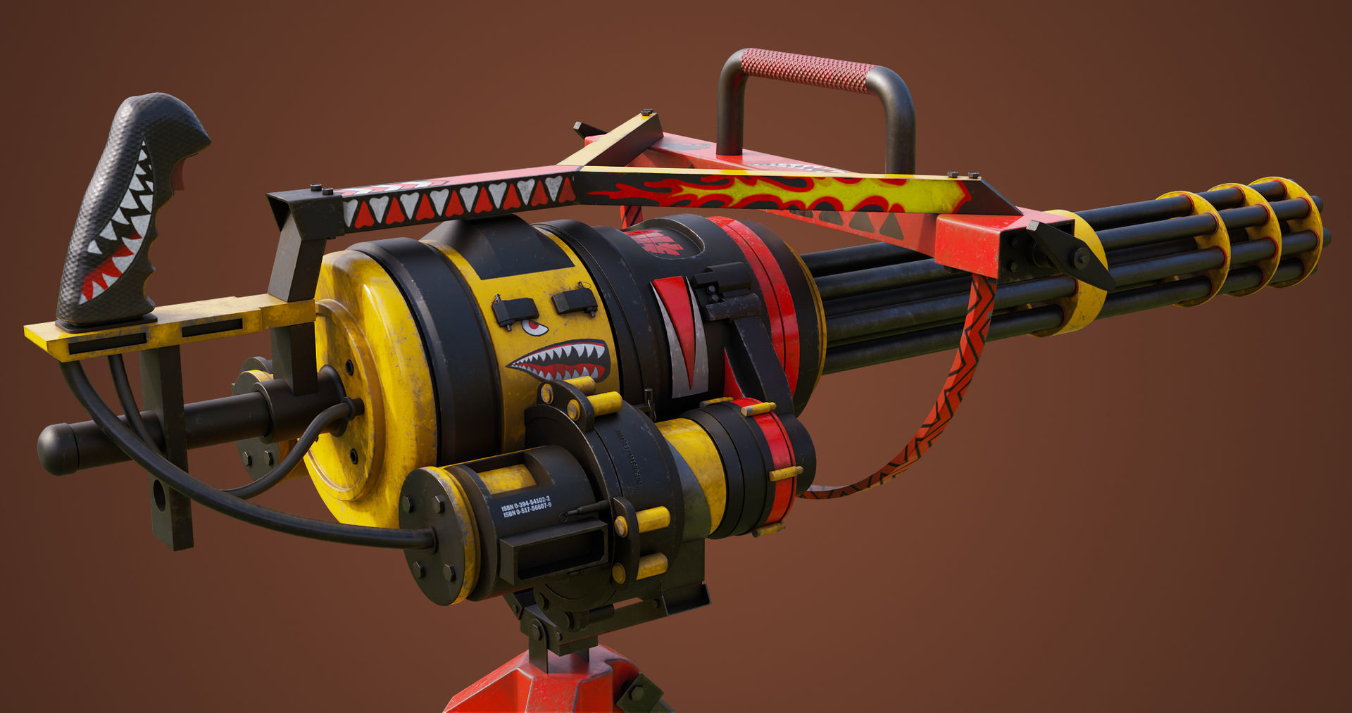 3D model M134 Minigun Red Shark Skin All PBR Textures Included VR / AR ...