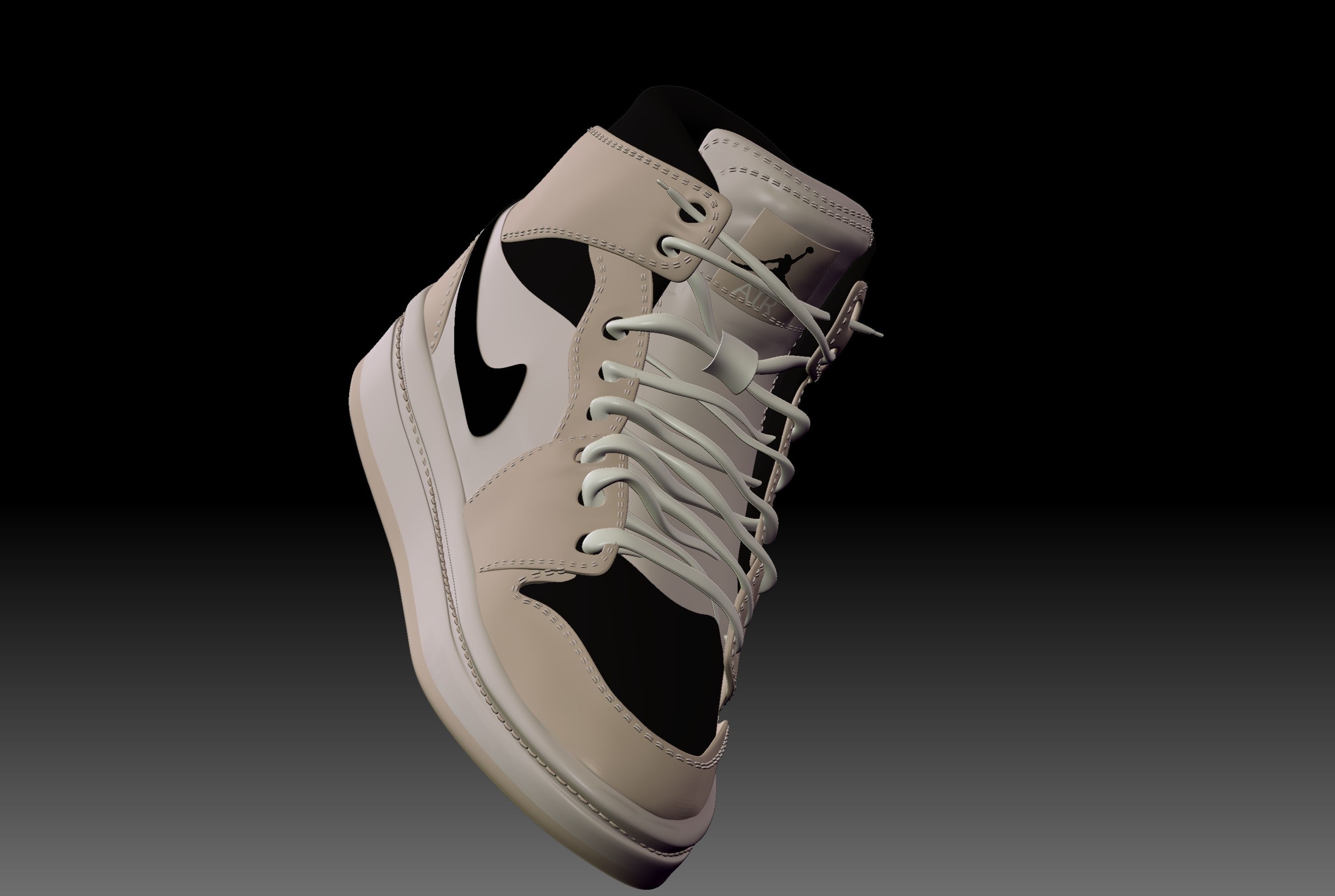 3D model STYLIZED NIKE AIR JORDAN ONE MID BARELY ORANGE VR / AR / low ...
