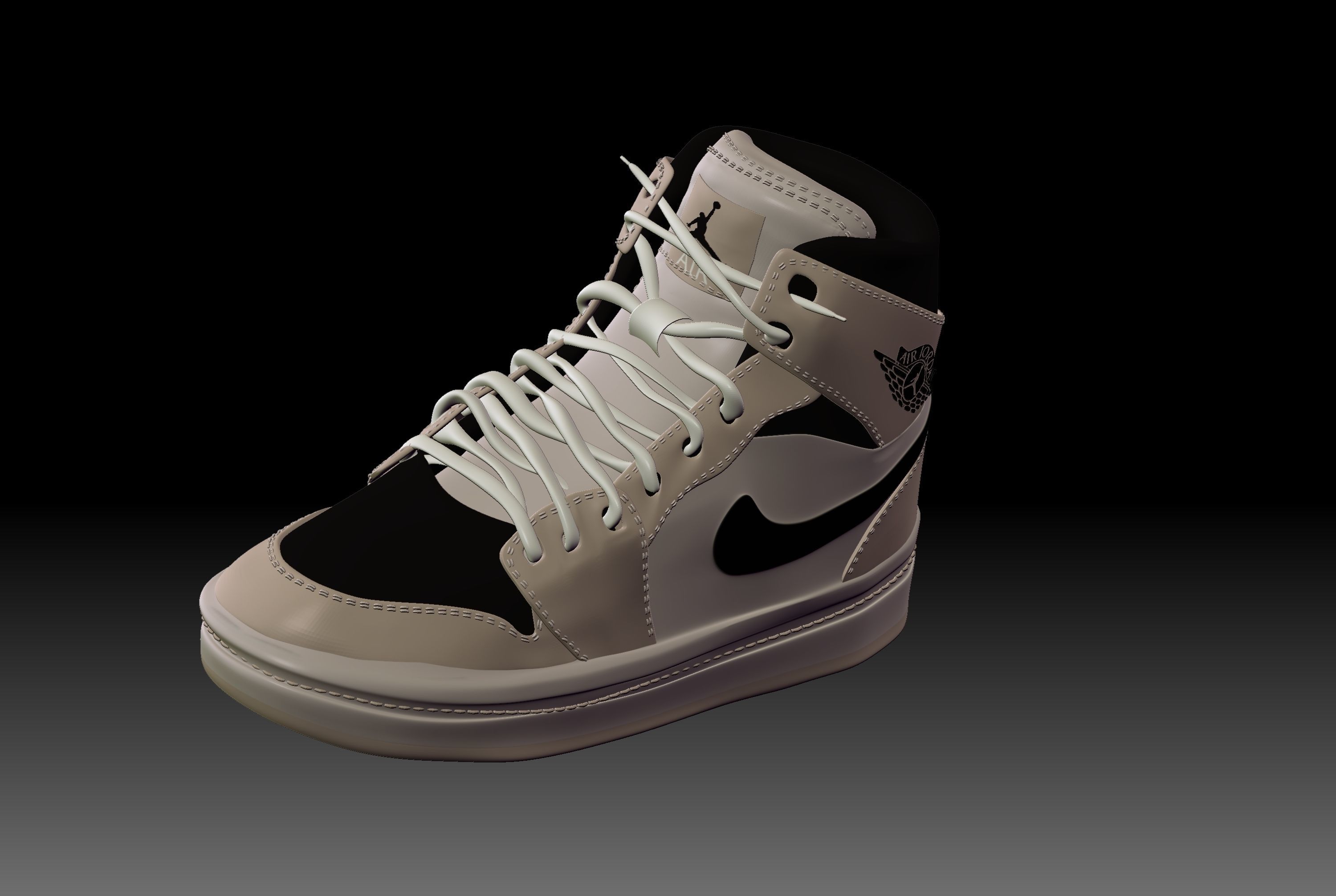 3D model STYLIZED NIKE AIR JORDAN ONE MID BARELY ORANGE VR / AR / low ...
