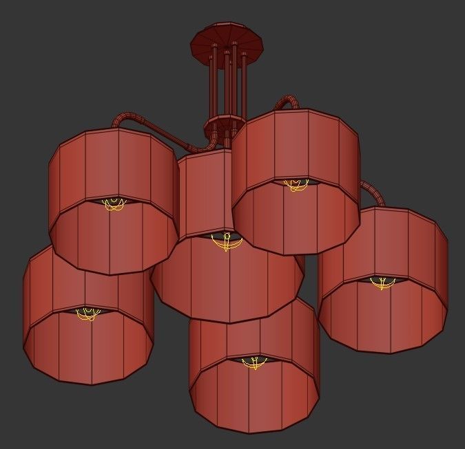 SL016 light chandelier in brass with shades 3D model | CGTrader
