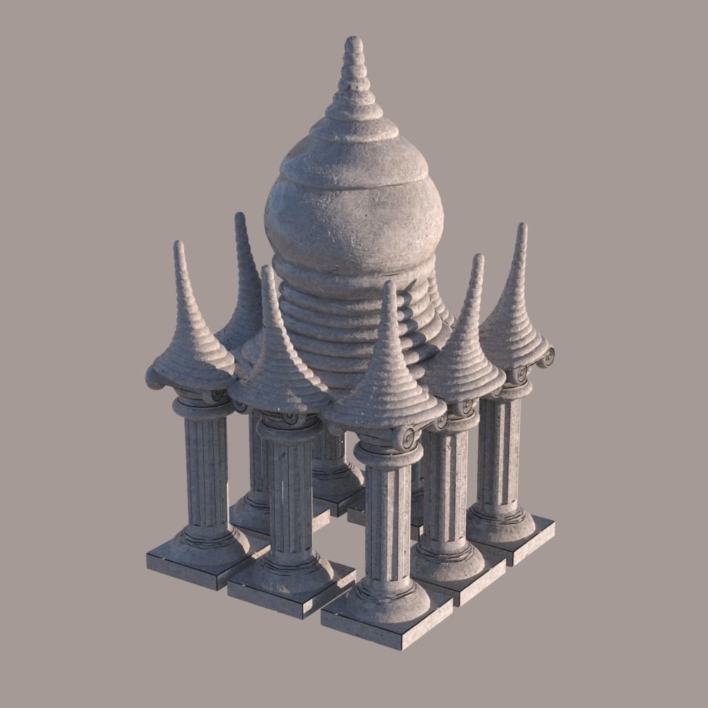 Eight Temple Buildings 3D model | CGTrader