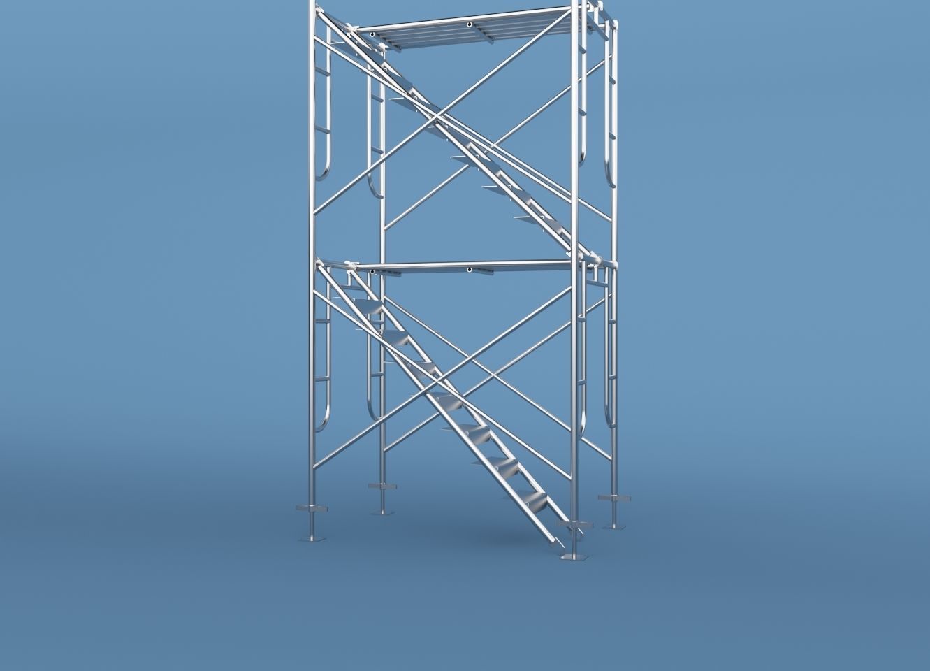 Scaffolding metal tower with stairs 3D model | CGTrader
