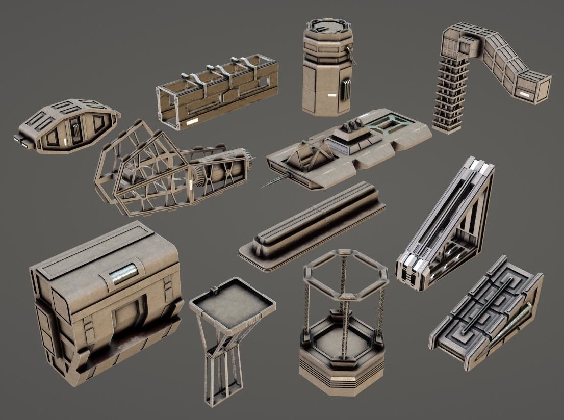 3D model Kitbash 3D models - Sci-Fi 3D Building Dressing Pack 12 low ...