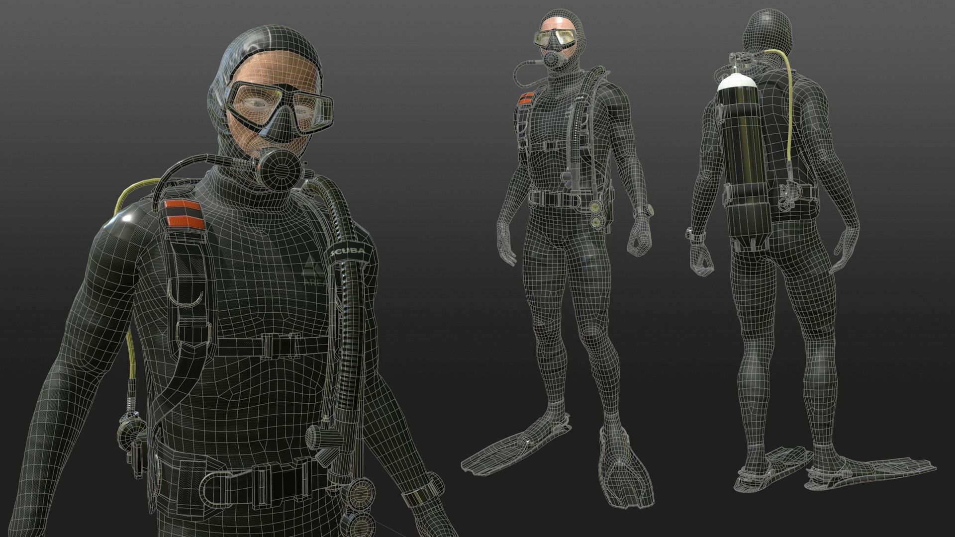 3D model Scuba Diver - Diving Suit VR / AR / low-poly | CGTrader