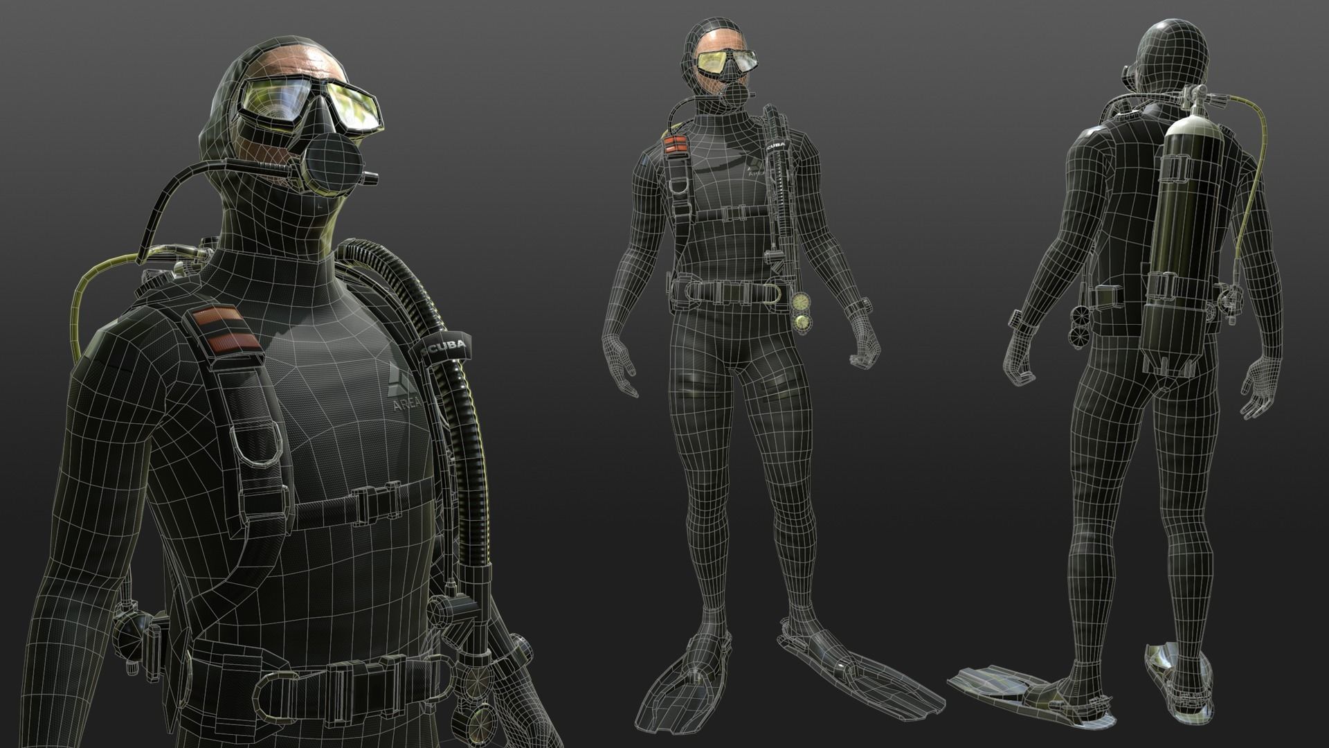 3D model Scuba Diver - Diving Suit VR / AR / low-poly | CGTrader