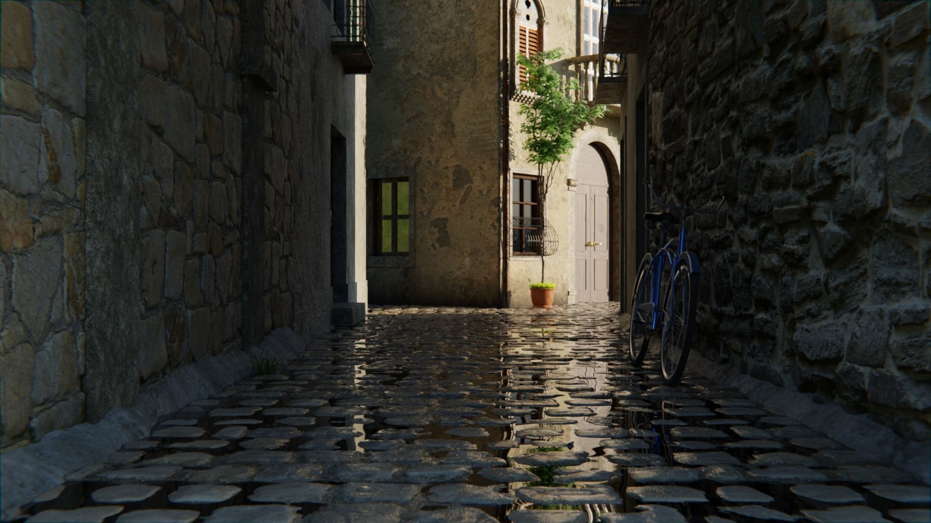 European Alley 3d Scene 3D model | CGTrader