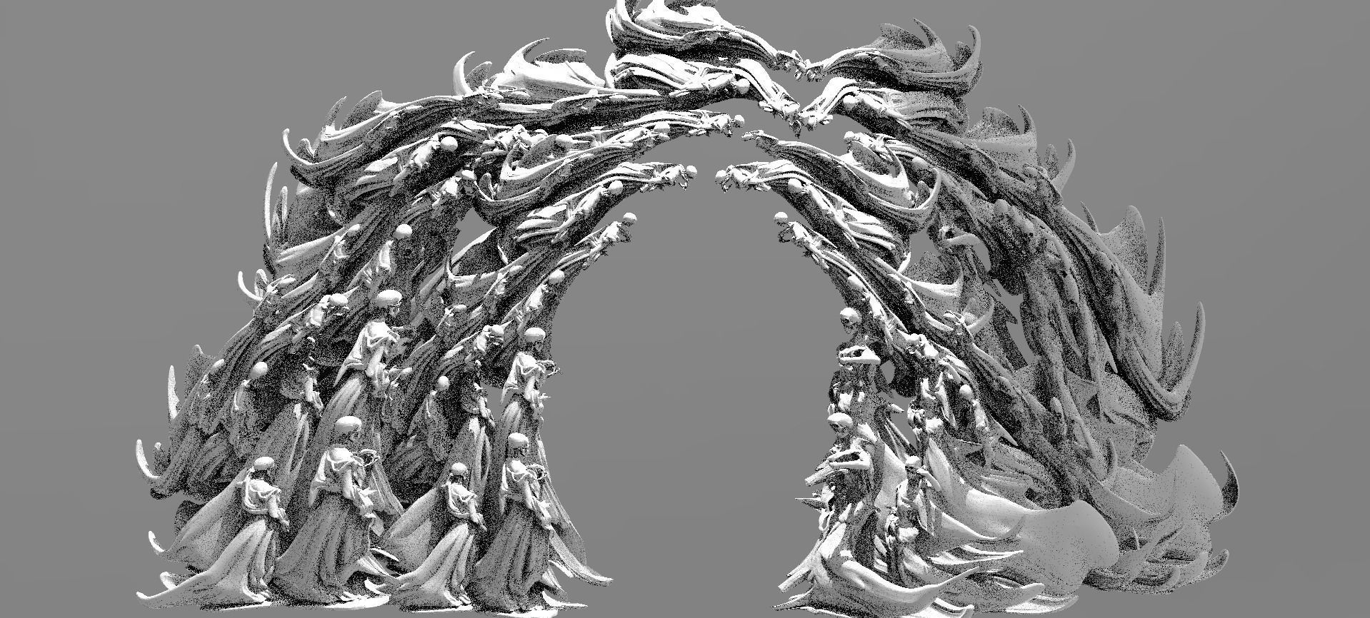 Scull Ghosts Sculptures Colossal Archway 3D model | CGTrader