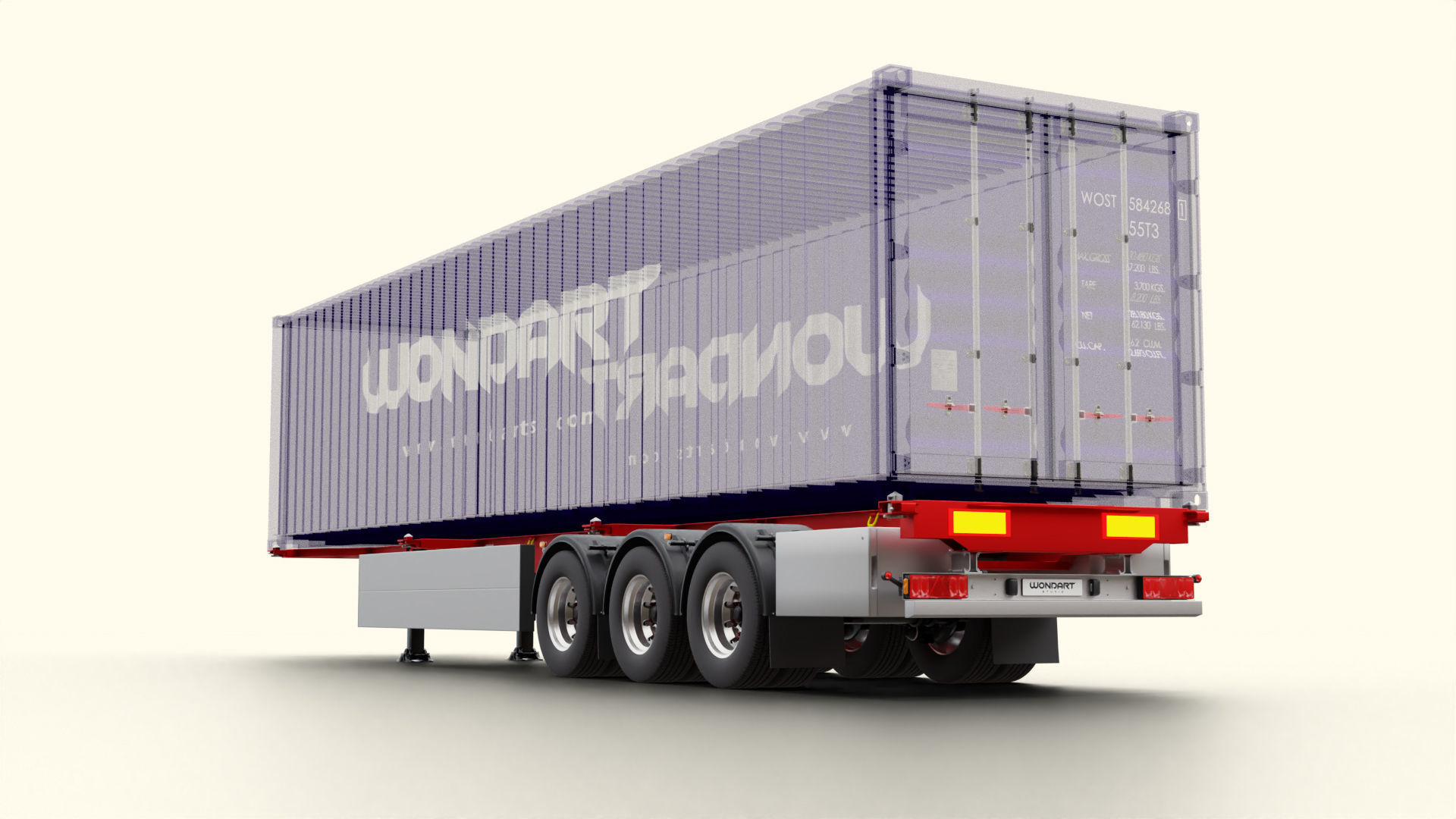 3D model Semi Truck Cargo Container Trailer 40ft VR / AR / low-poly ...
