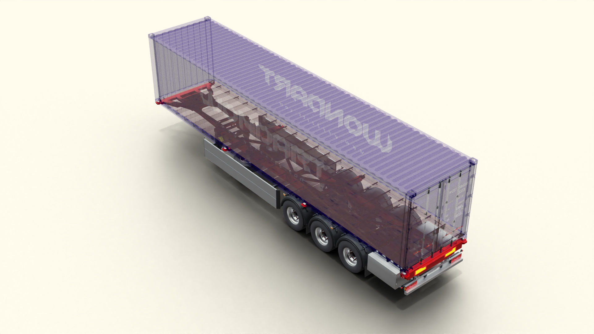 3D model Semi Truck Cargo Container Trailer 40ft VR / AR / low-poly ...