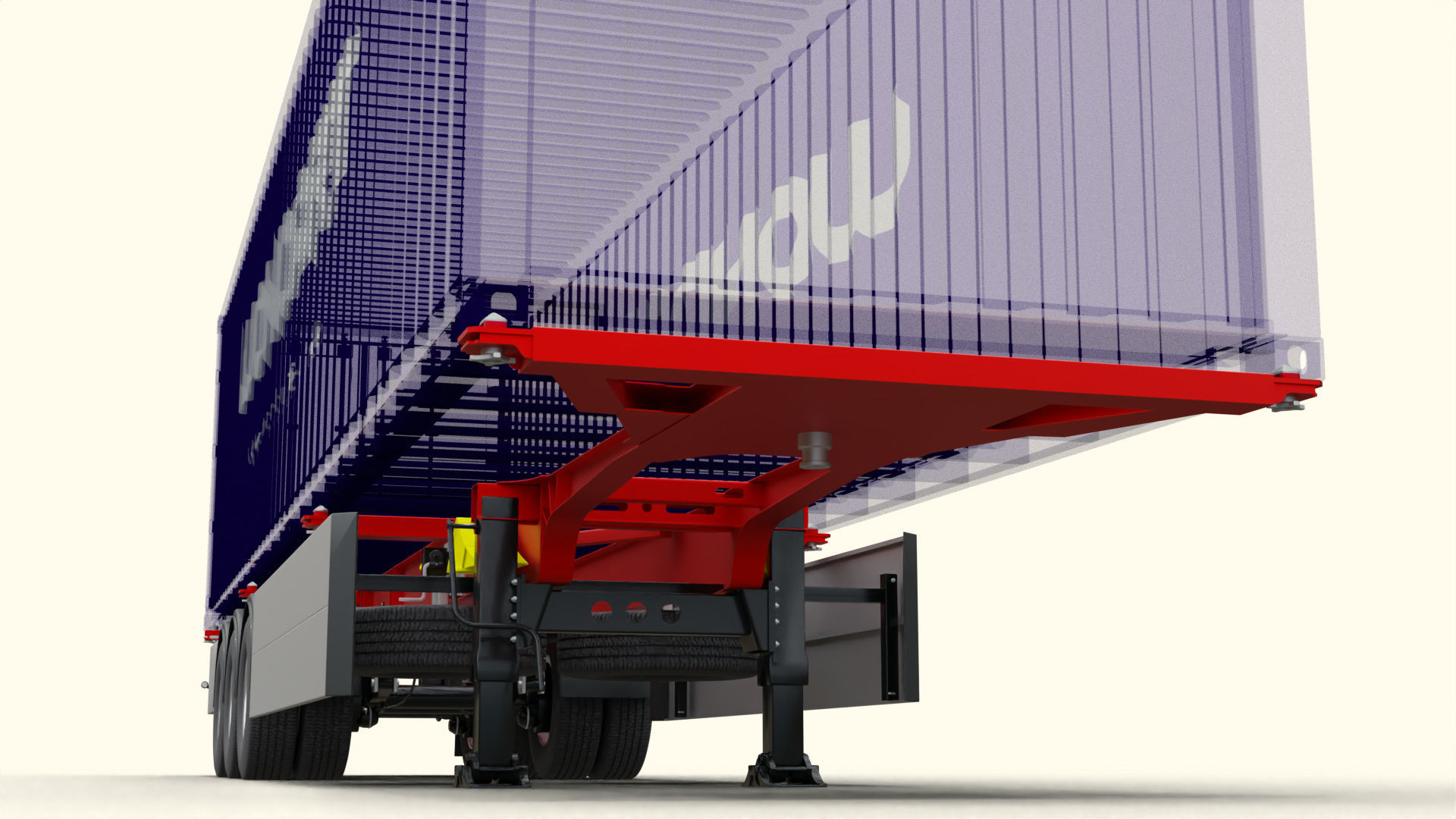 3D model Semi Truck Cargo Container Trailer 40ft VR / AR / low-poly ...