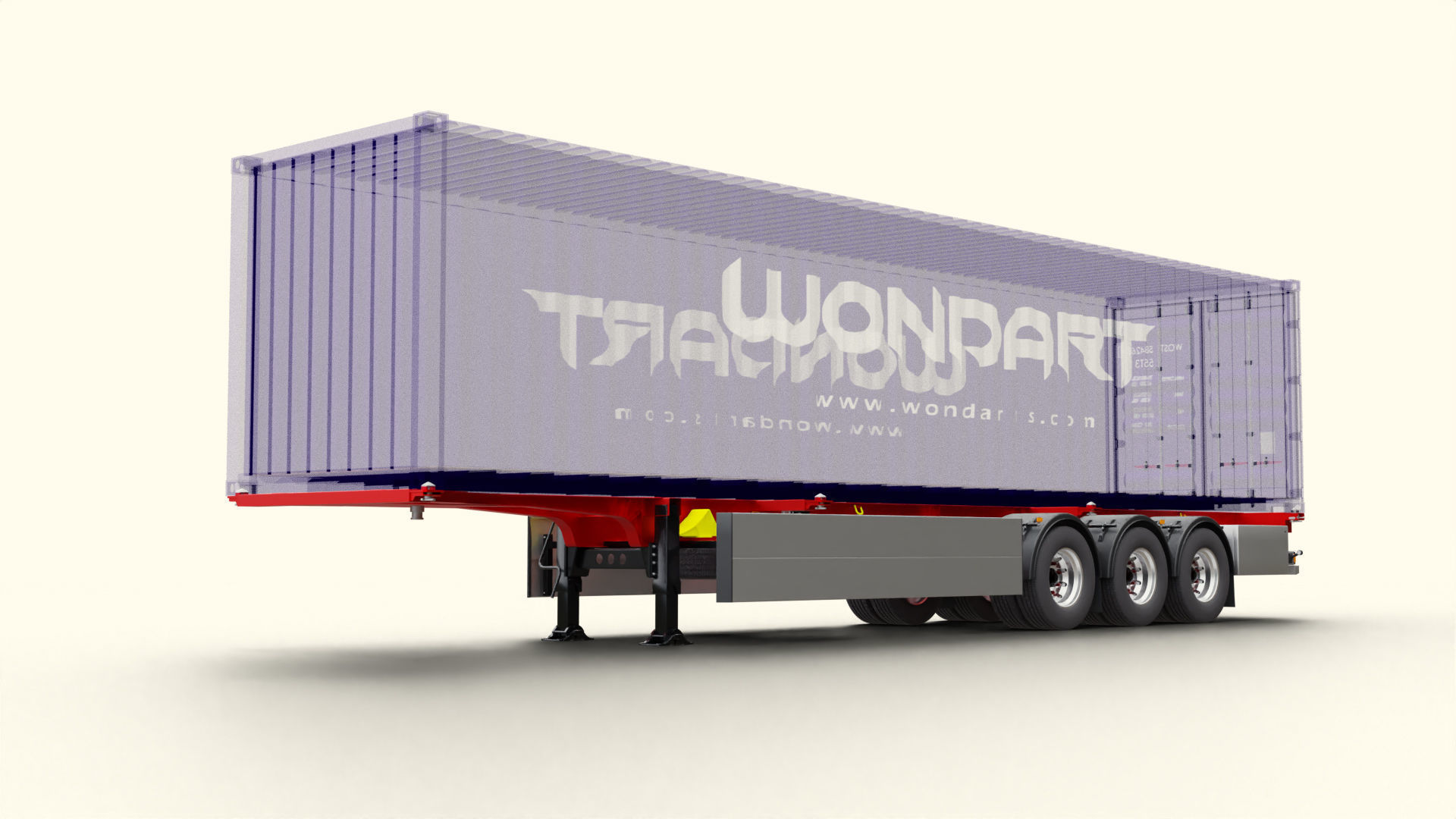3D model Semi Truck Cargo Container Trailer 40ft VR / AR / low-poly ...