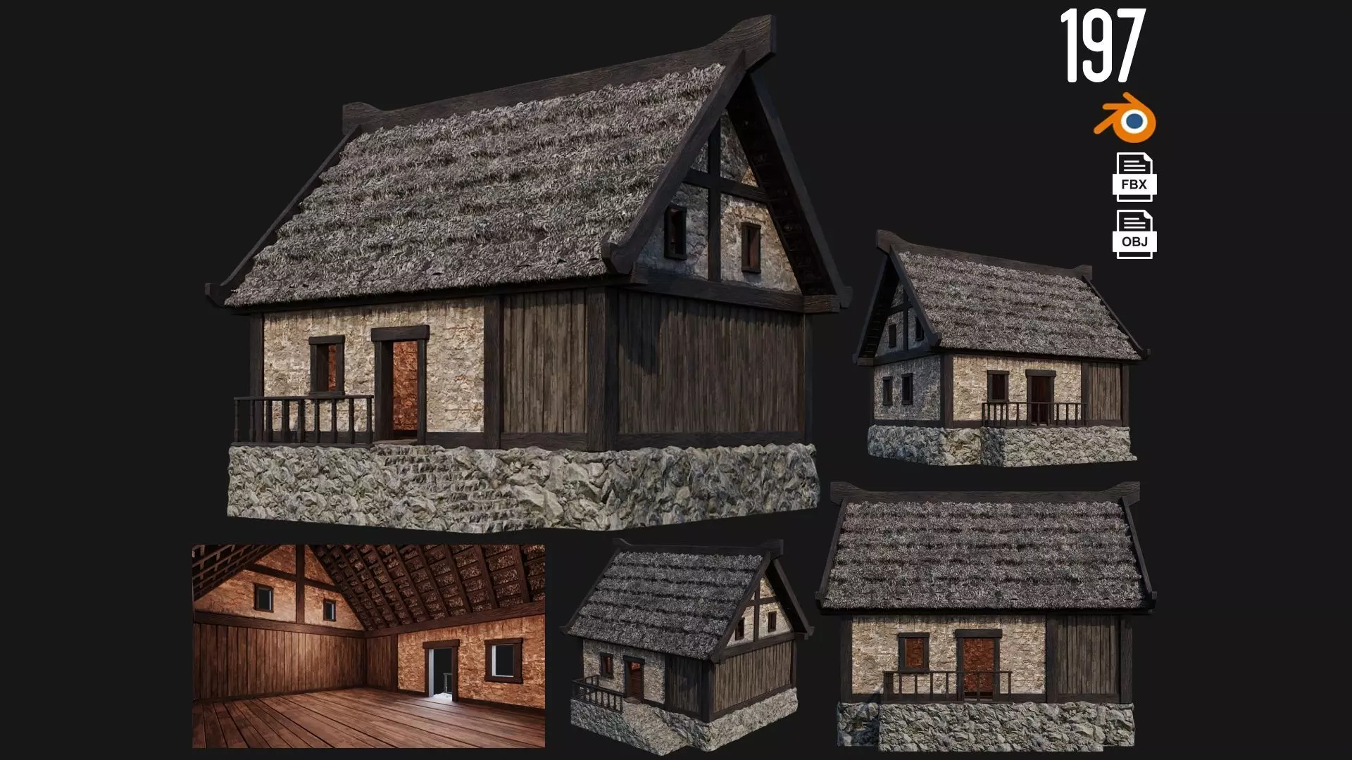 3D model Old House Building 4K Textures GameReady 197 VR / AR / low ...
