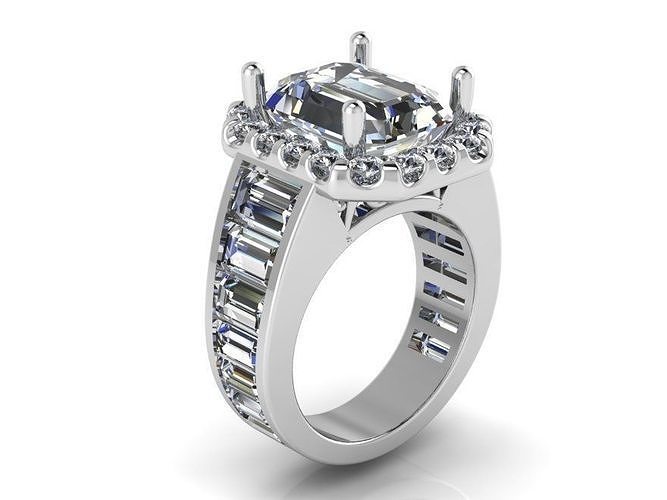 Square diamond ring 2239 3D print model 3D model 3D printable | CGTrader