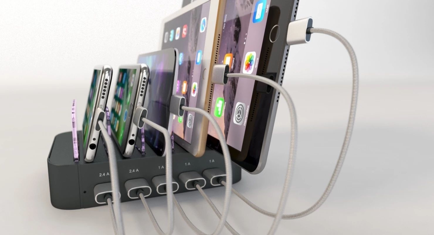 Charging Station 5 Port Cell Phone Usb Hub Organizer 3D model | CGTrader