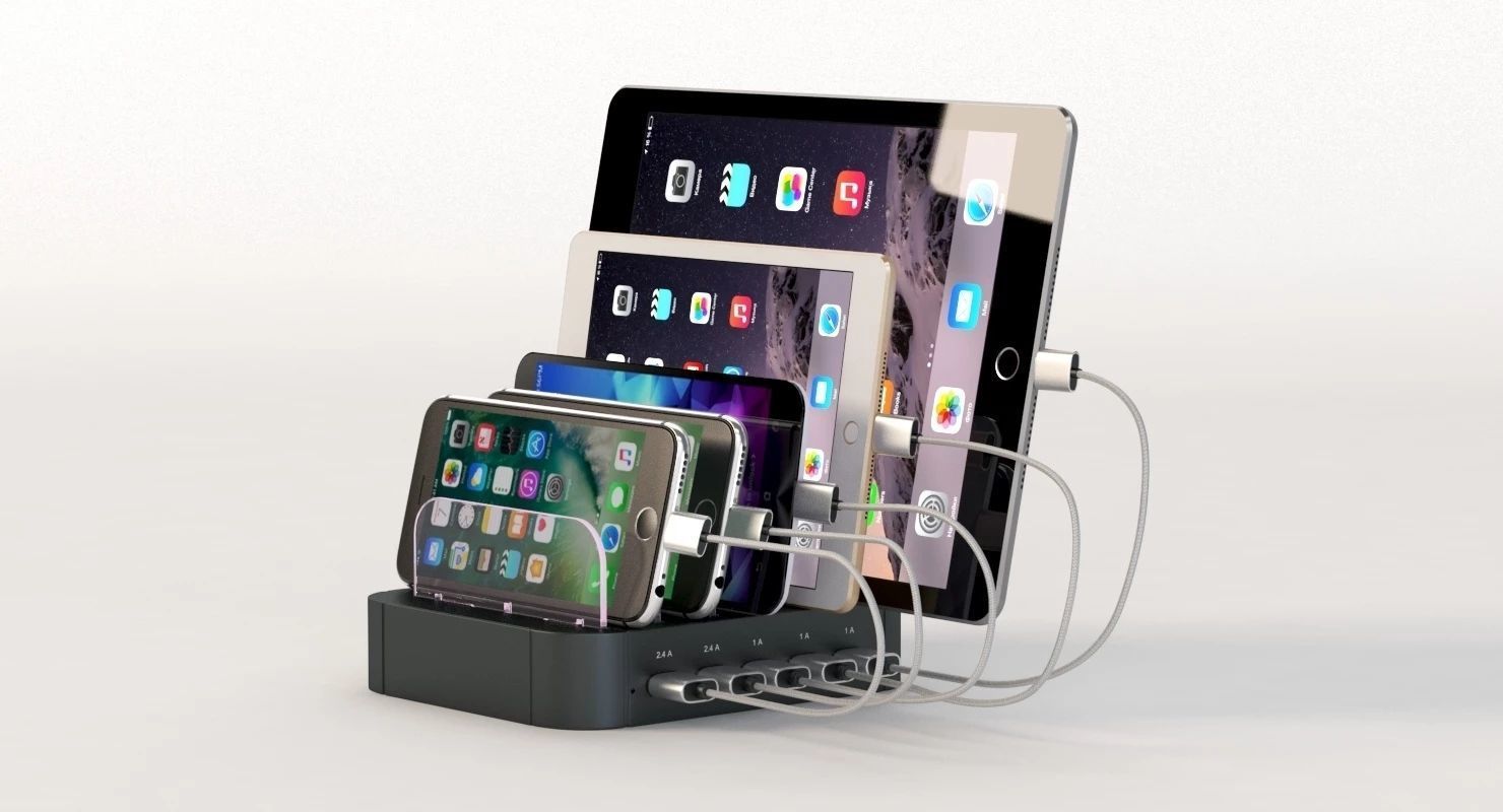 Charging Station 5 Port Cell Phone Usb Hub Organizer 3D model | CGTrader