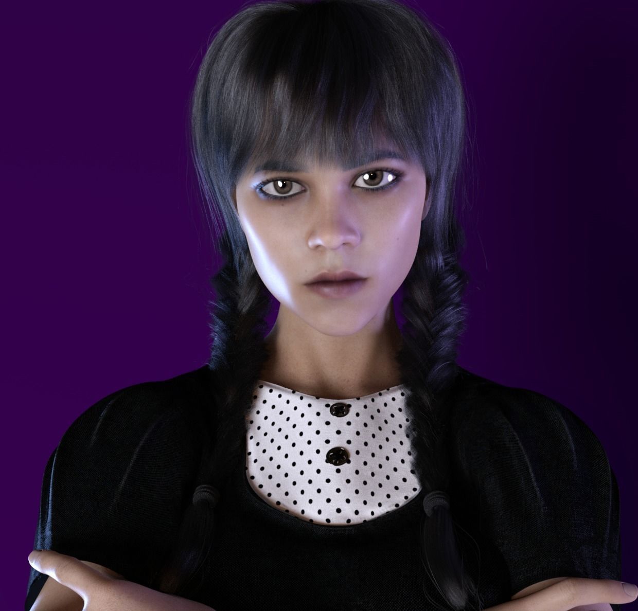 Wednesday Addams for G8F 3D model rigged | CGTrader