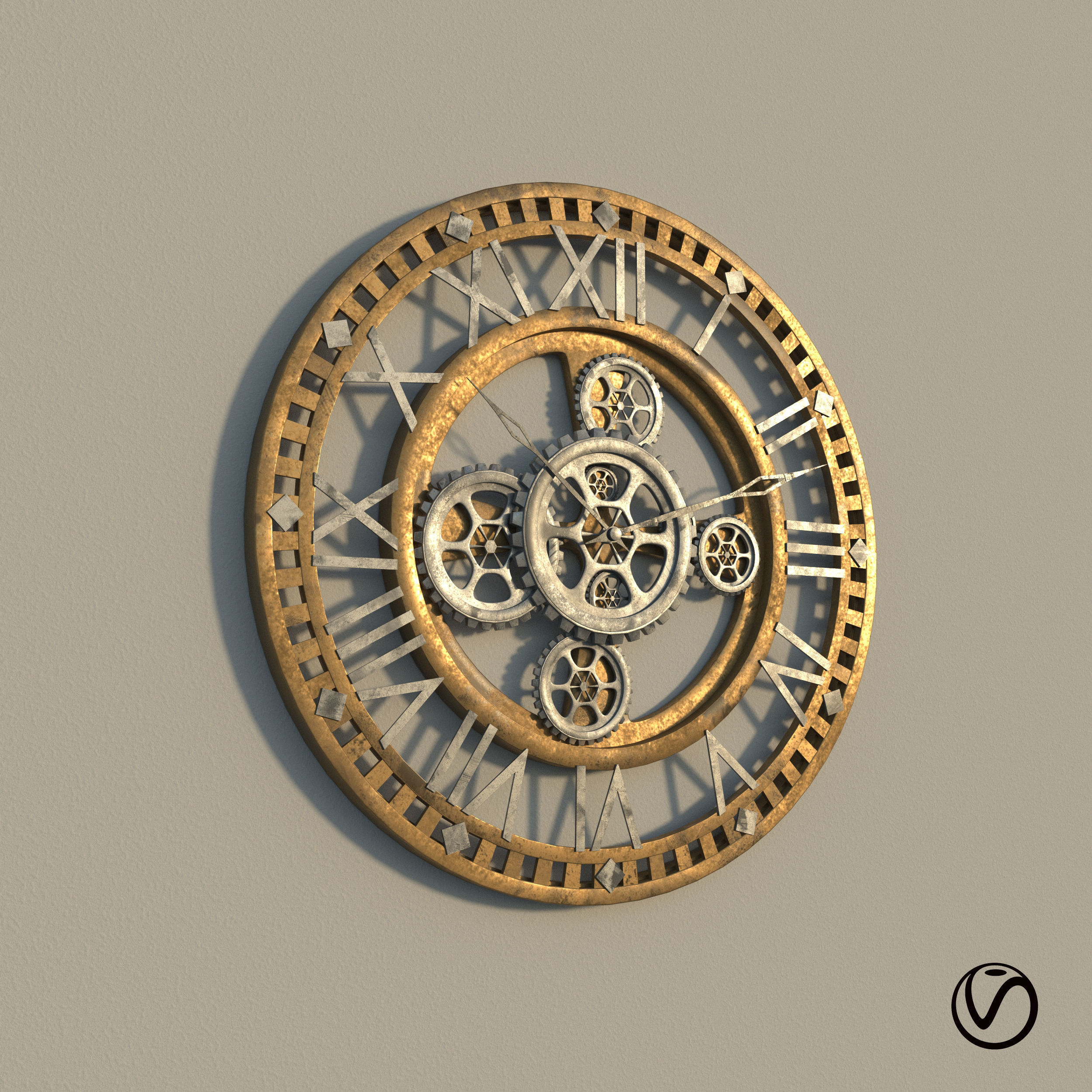 Steampunk Clock Grunge 3D 3D model | CGTrader
