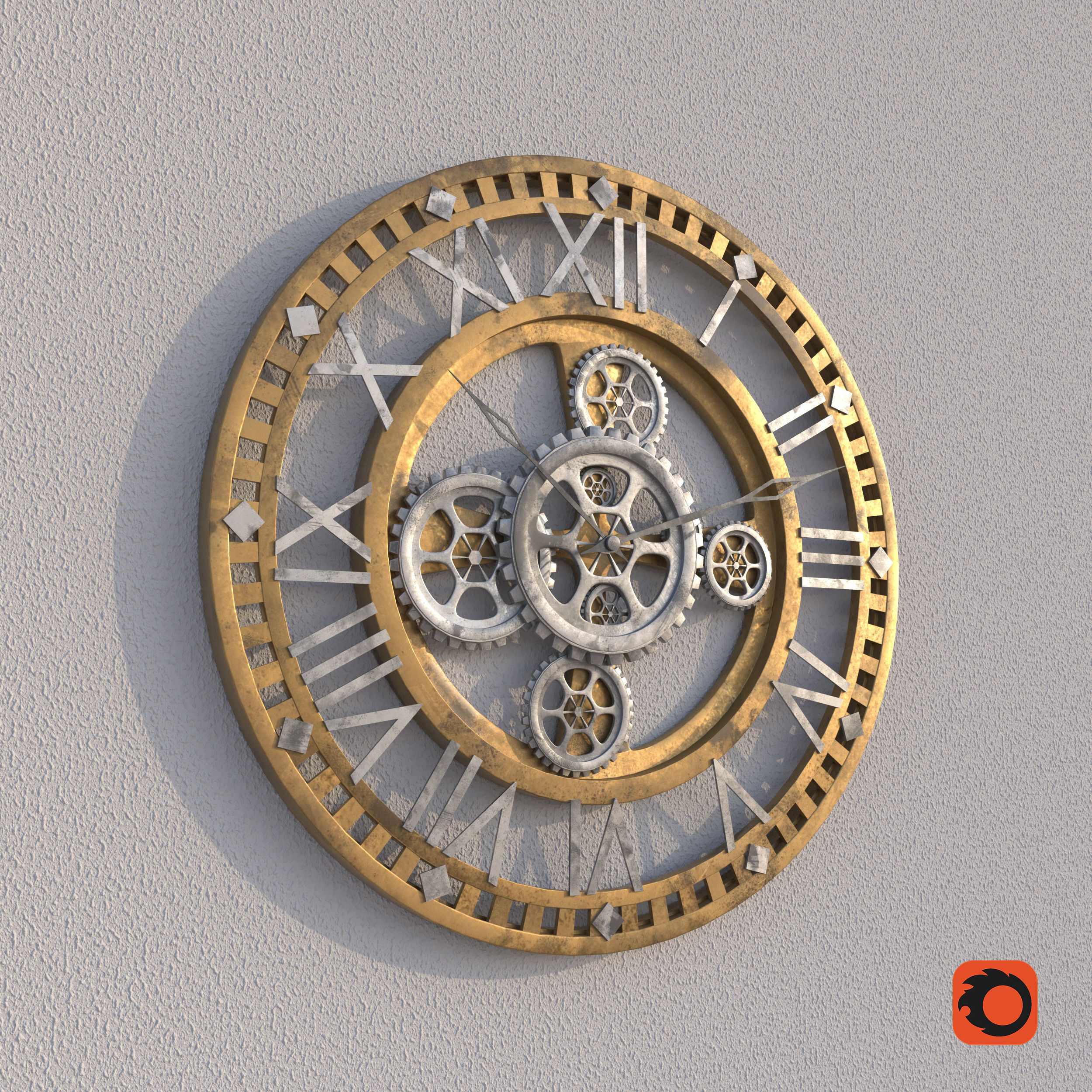 Steampunk Clock Grunge 3D 3D model | CGTrader