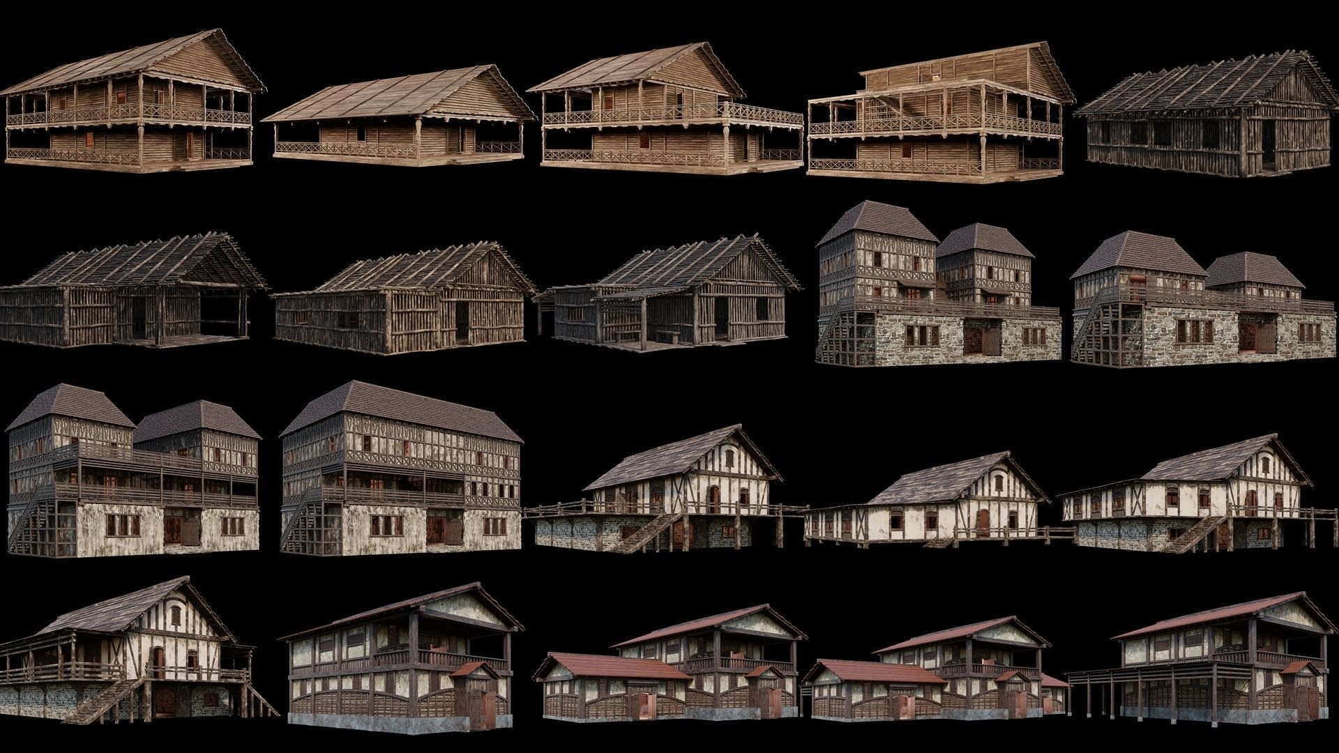 3D model 101 - 200 OLD MEDIEVAL HOUSES BUILDINGS PACK 4K GameReady VR ...