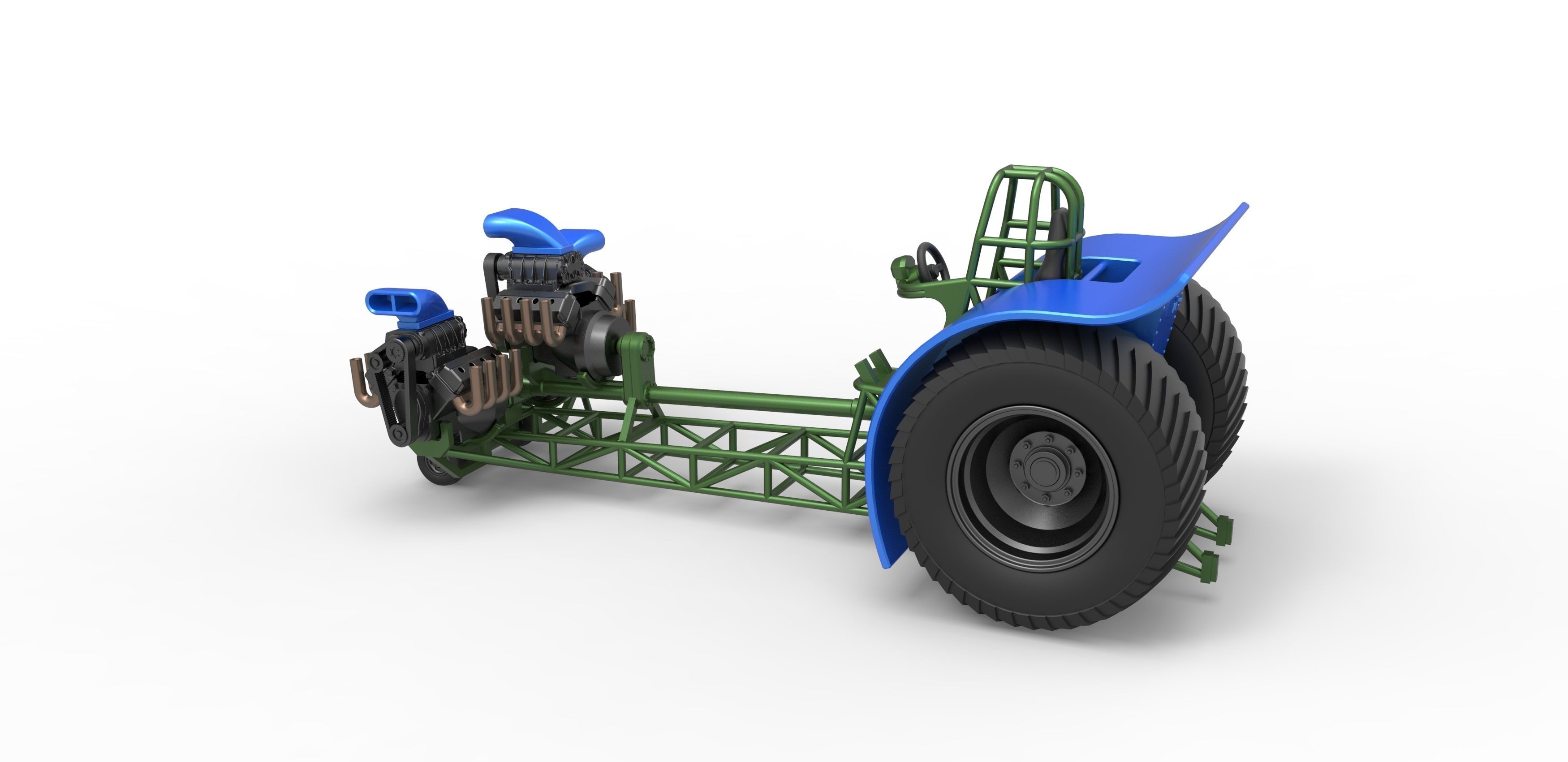 Pulling tractor with 3 engines V8 Version 6 Scale 1 to 25 3D model 3D ...