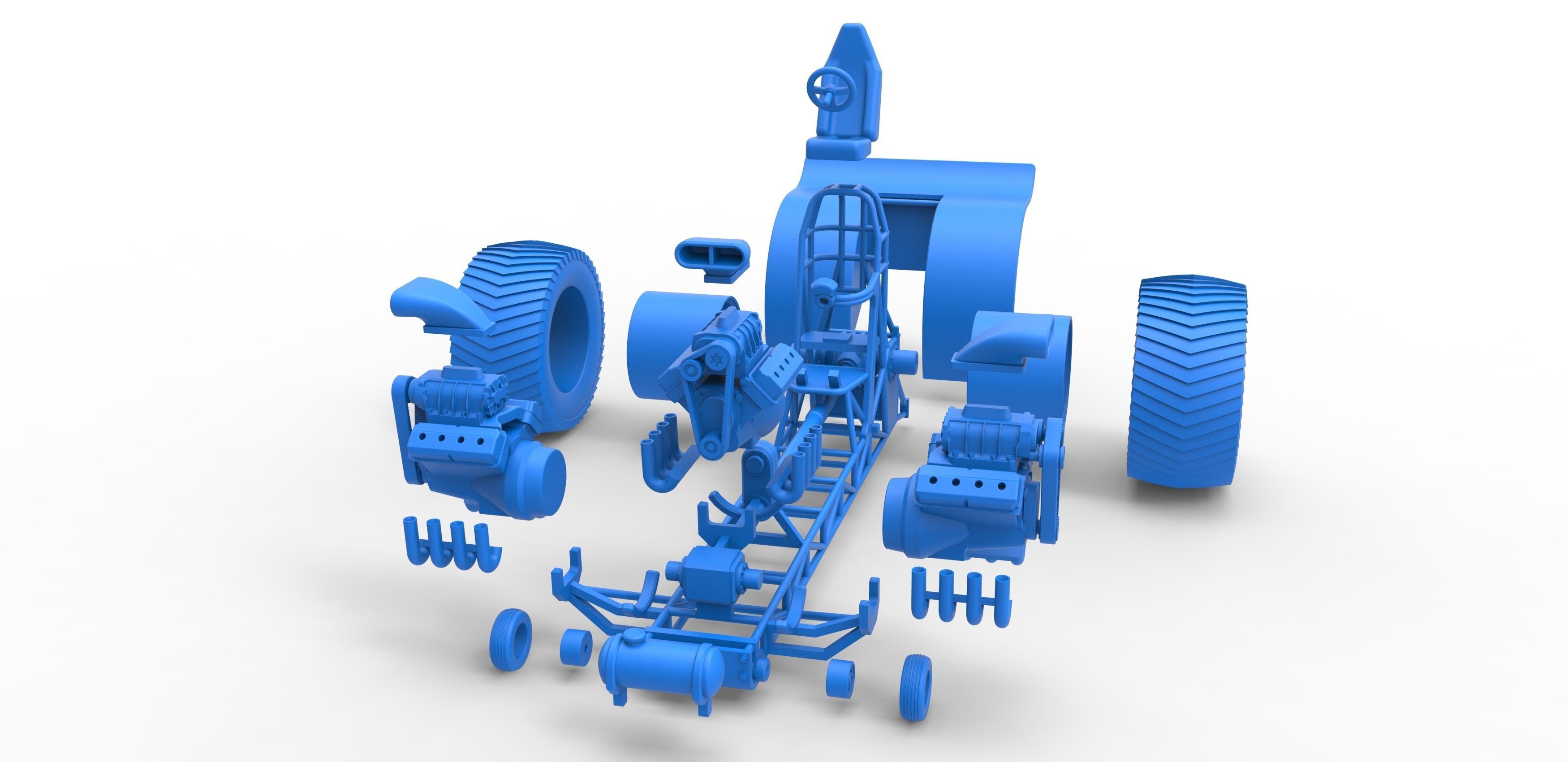 Pulling tractor with 3 engines V8 Version 6 Scale 1 to 25 3D model 3D ...
