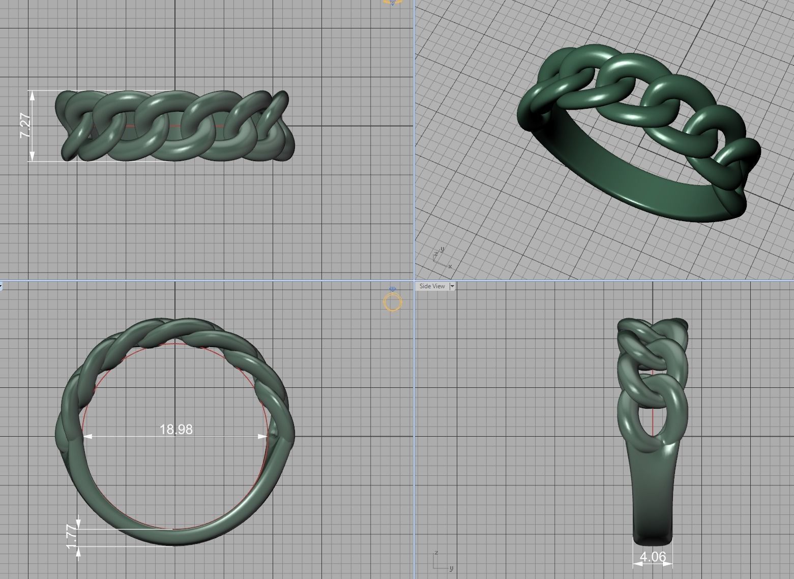 New Cuban Link Chain Ring Stackable Ring 7mm wide 3D model 3D printable ...