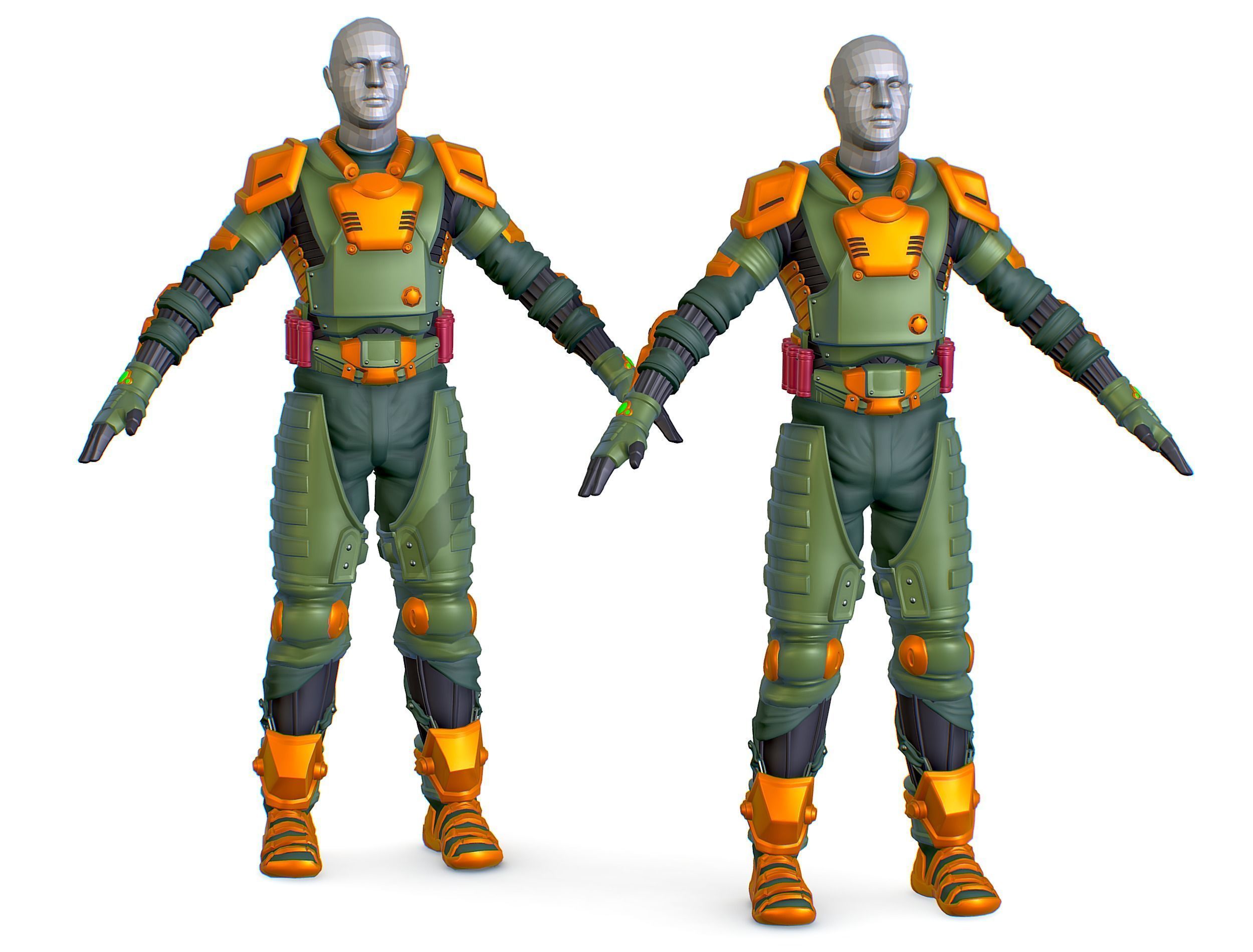 3D model Subdivision 3D Men Military Costume Armor Future 3D Model VR ...