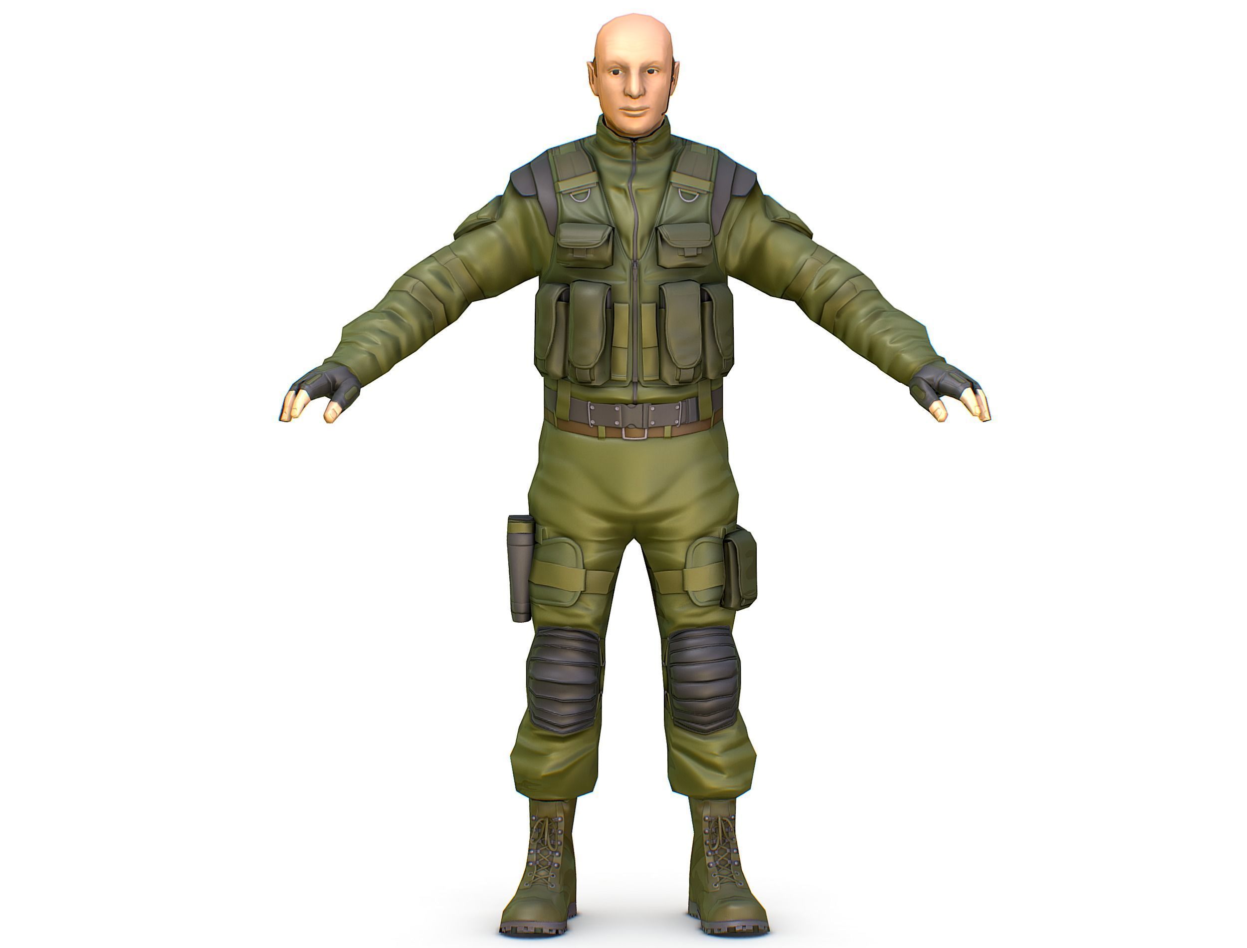 3D model LowPoly 3d Man Military Solder Armor 3D Model VR / AR / low ...