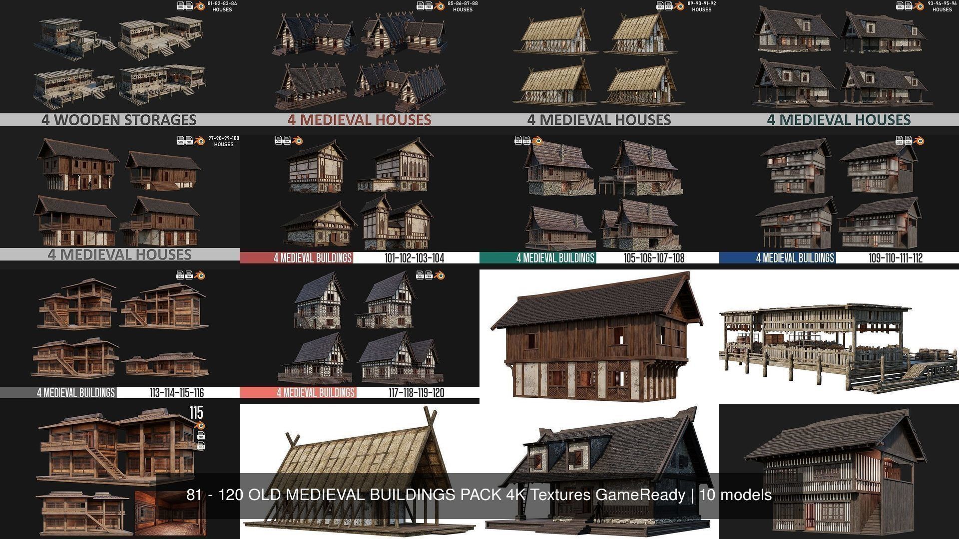 3D Model Collection 81 - 120 OLD MEDIEVAL BUILDINGS PACK 4K Textures ...
