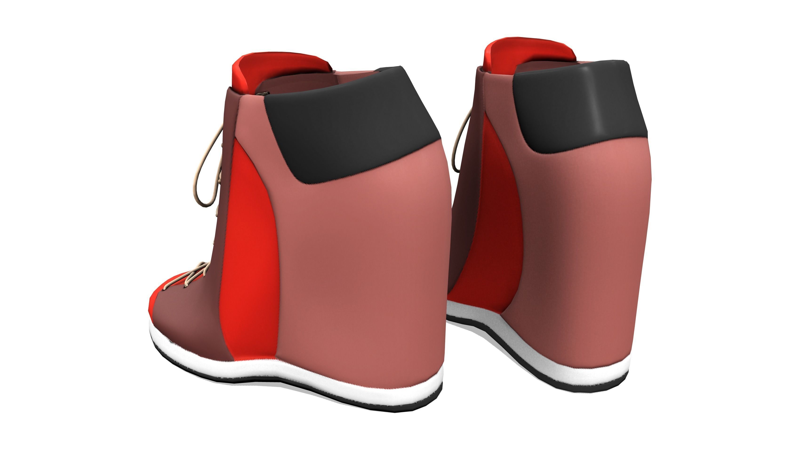 3D model Cute Wedge High Heels Boots VR / AR / low-poly | CGTrader