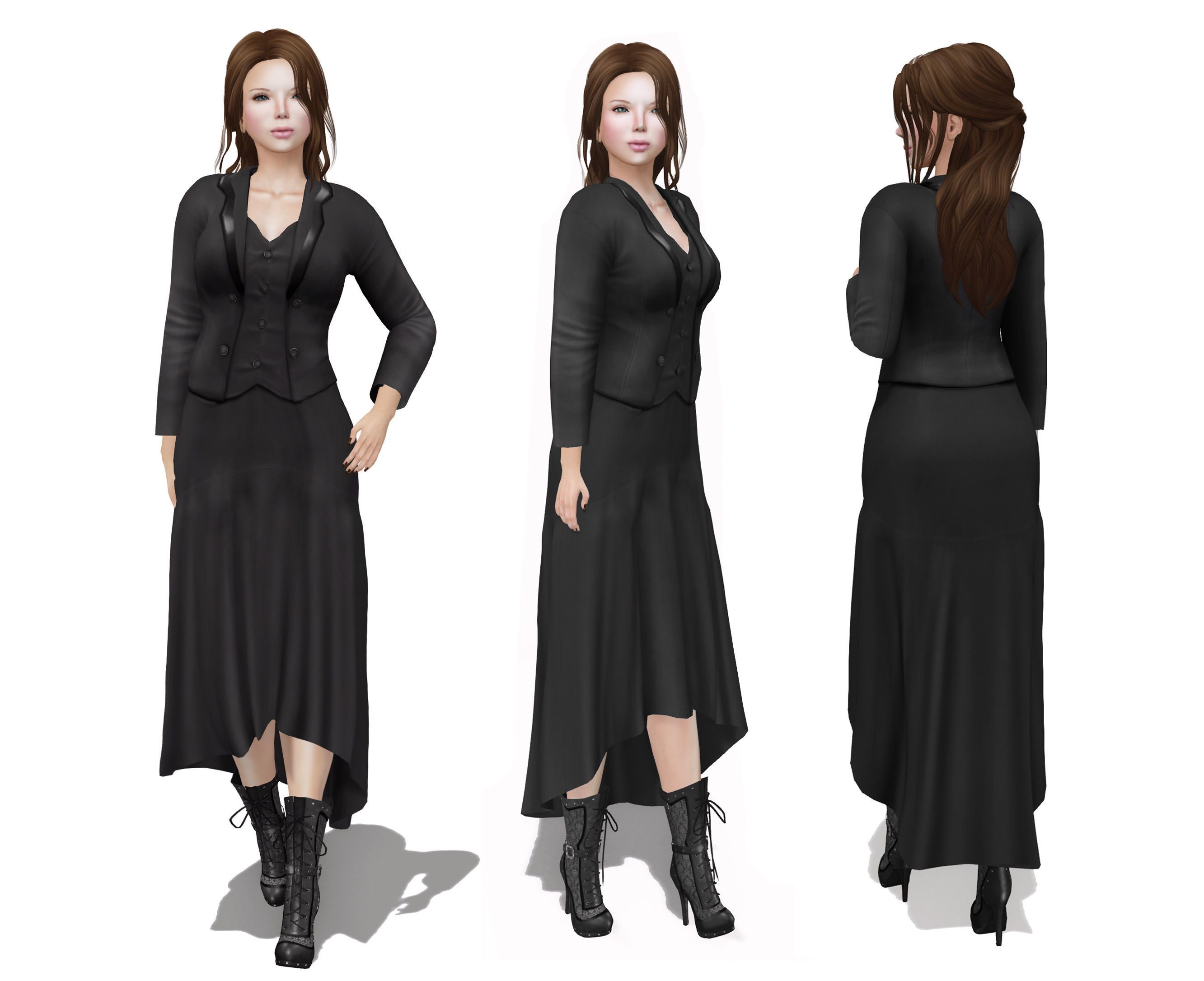 3D model Womens Gothic Suit VR / AR / low-poly | CGTrader