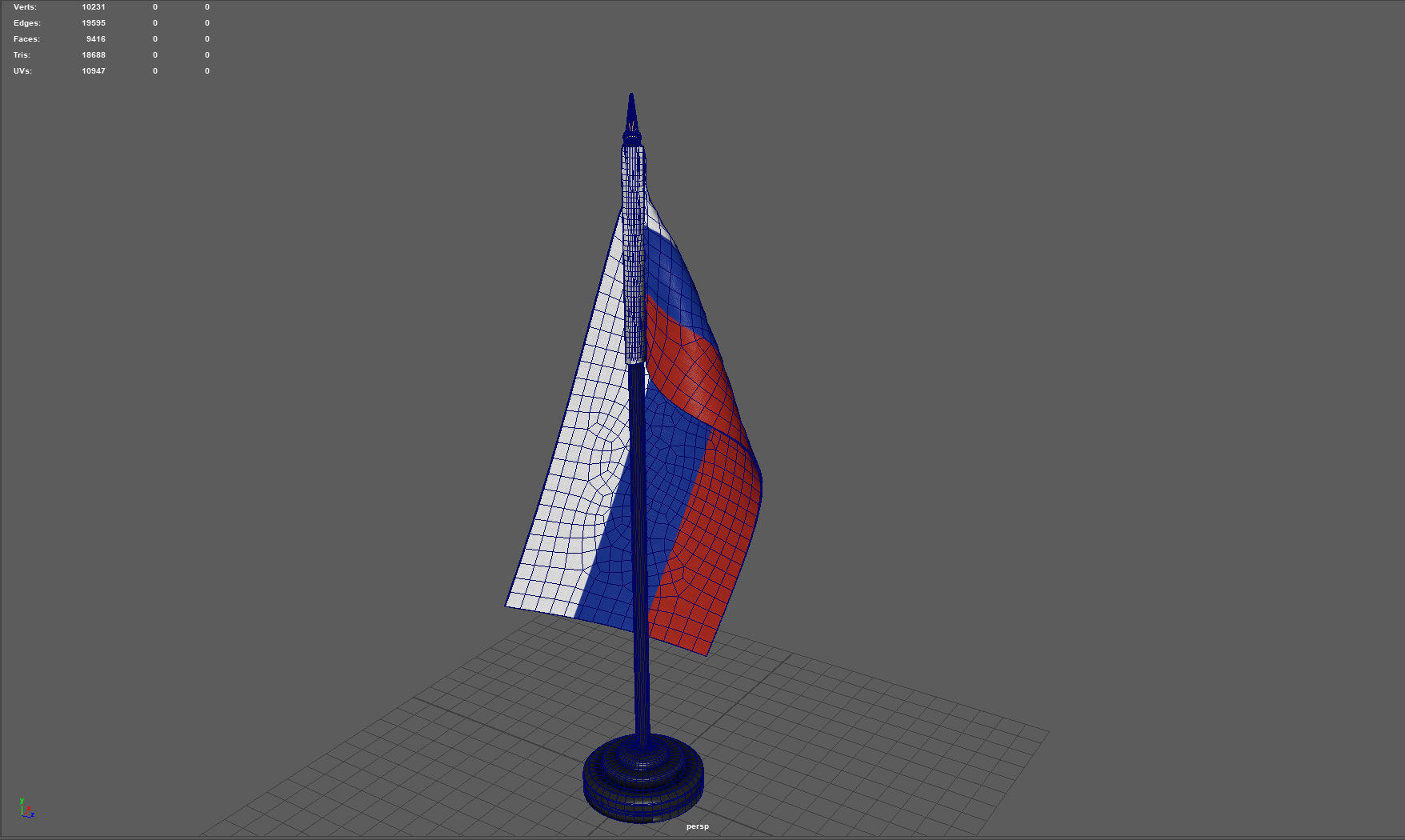 3D model RUSSIA DESK FLAG VR / AR / low-poly | CGTrader