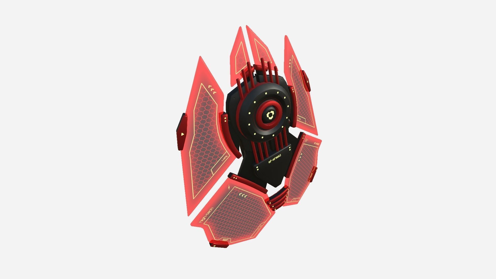 3D model SciFi Shield A11 Red Yellow - Sci Fi Weapon Design VR / AR ...