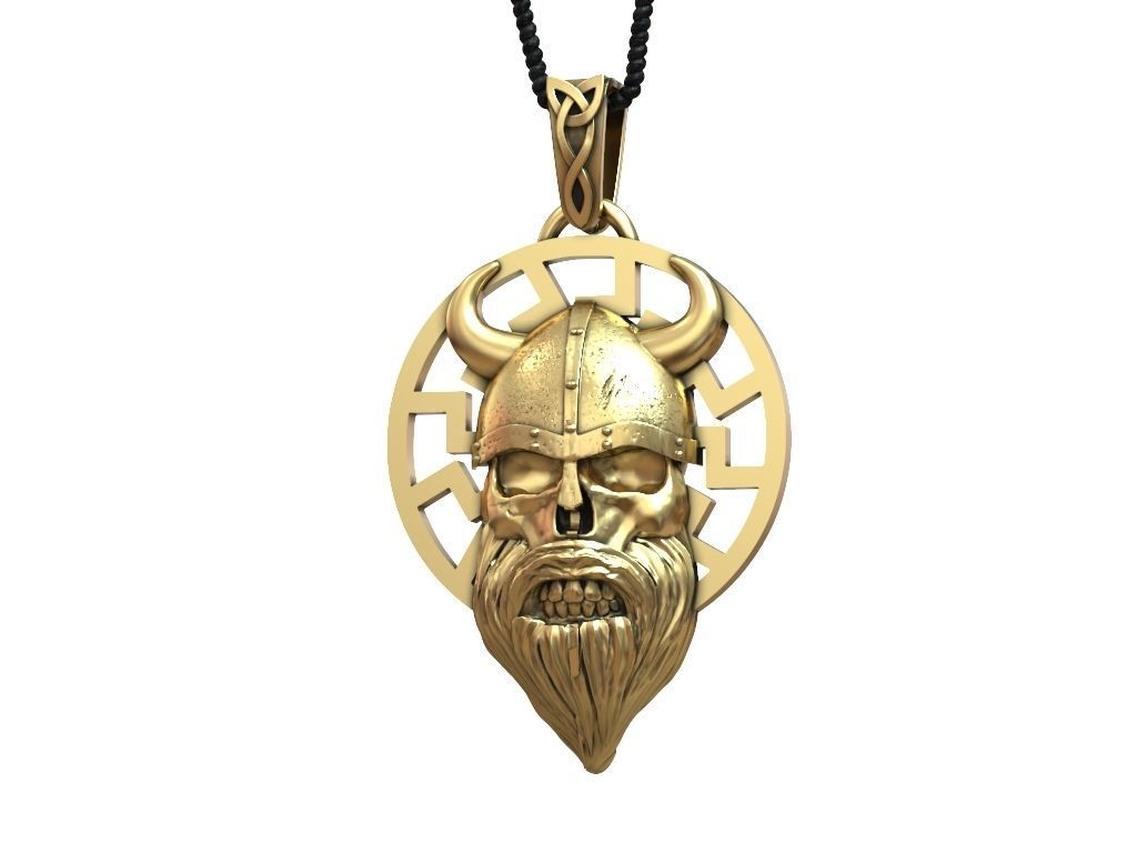 Undead viking helmet beard scandinavian black sun pendant 3D model 3D ...