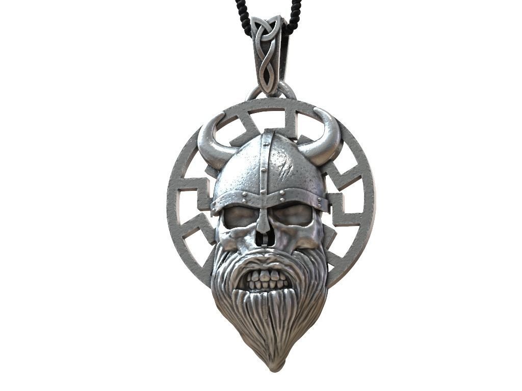 Undead viking helmet beard scandinavian black sun pendant 3D model 3D ...