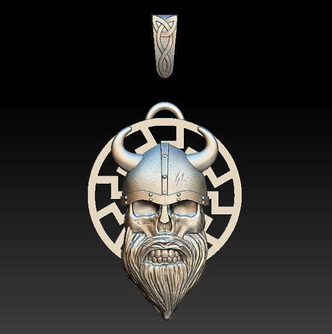 Undead viking helmet beard scandinavian black sun pendant 3D model 3D ...